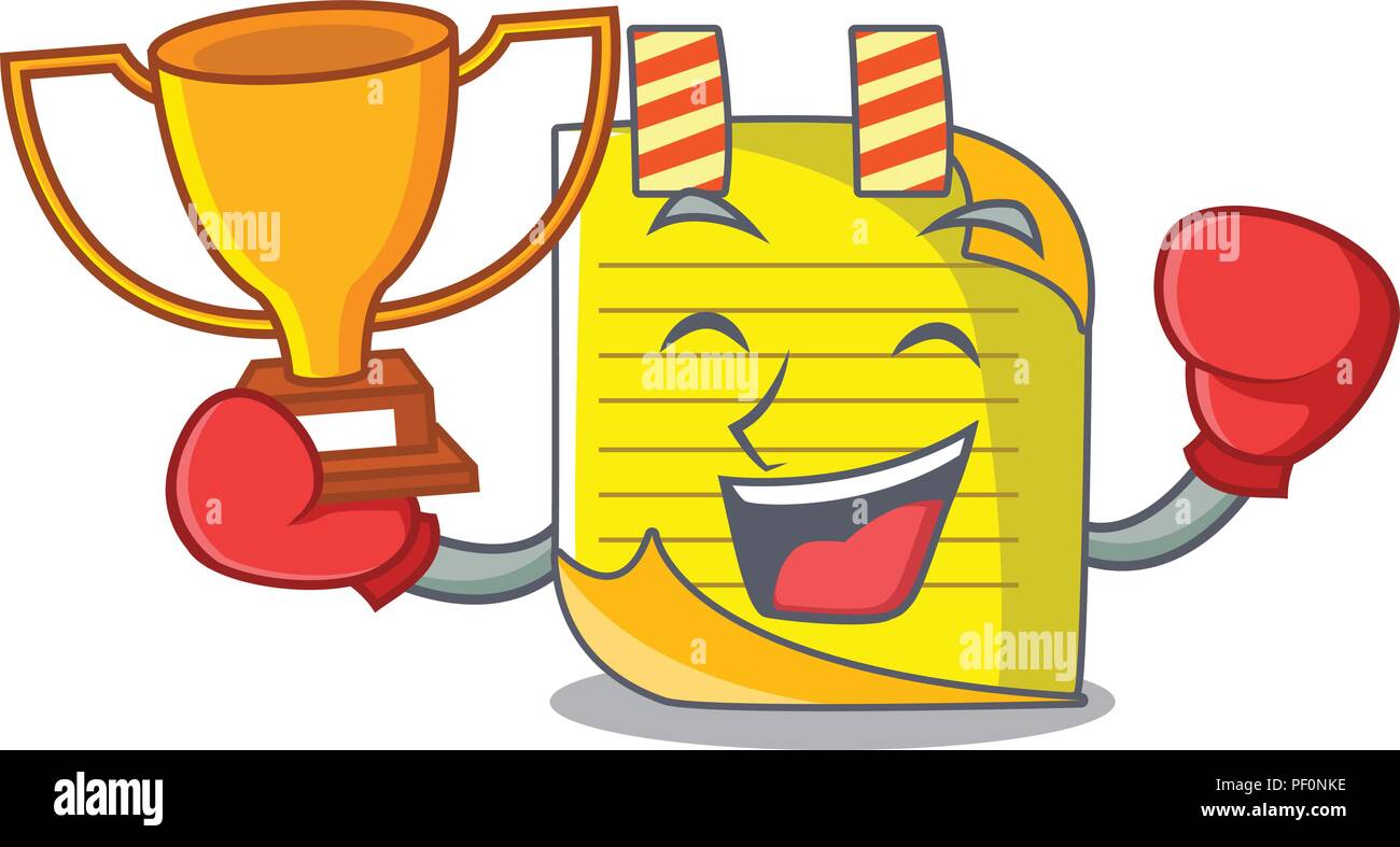 Boxing winner mascot note paper with bookmark vector illustration Stock ...