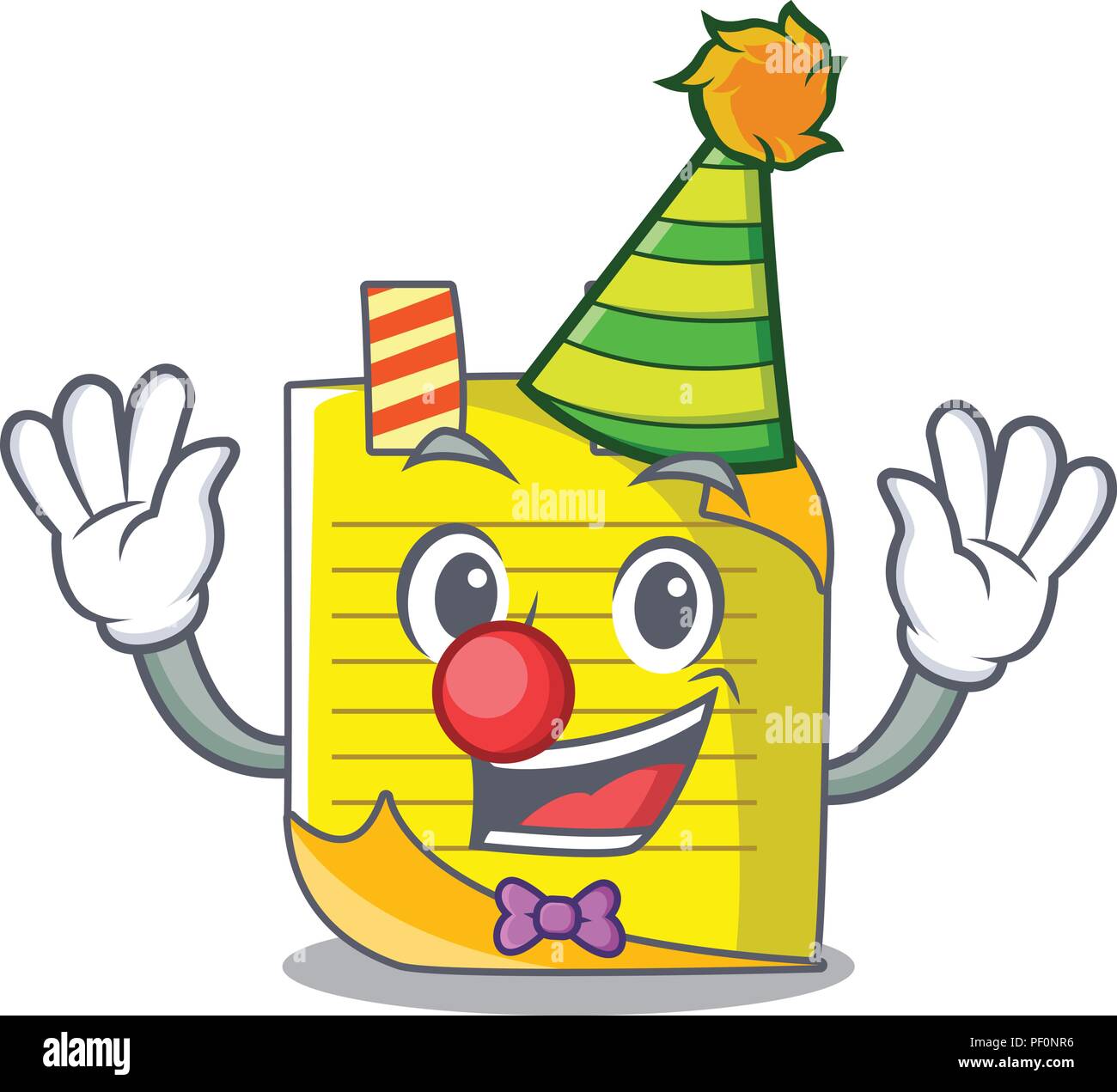 Clown mascot note paper with bookmark vector illustration Stock Vector ...