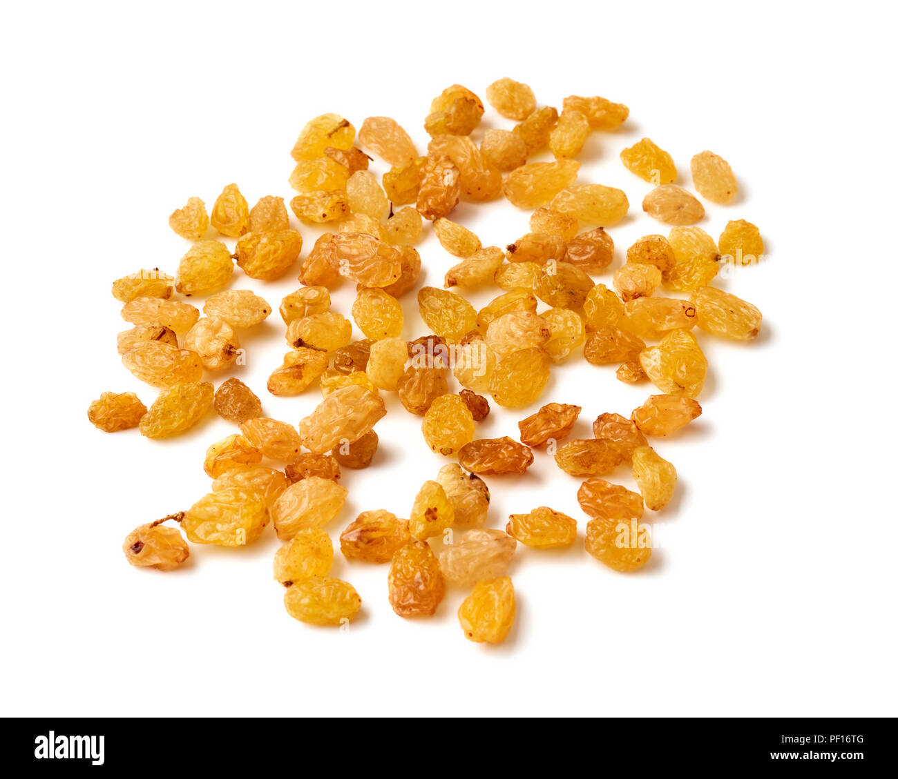 Yellow raisins isolated on white background Stock Photo - Alamy