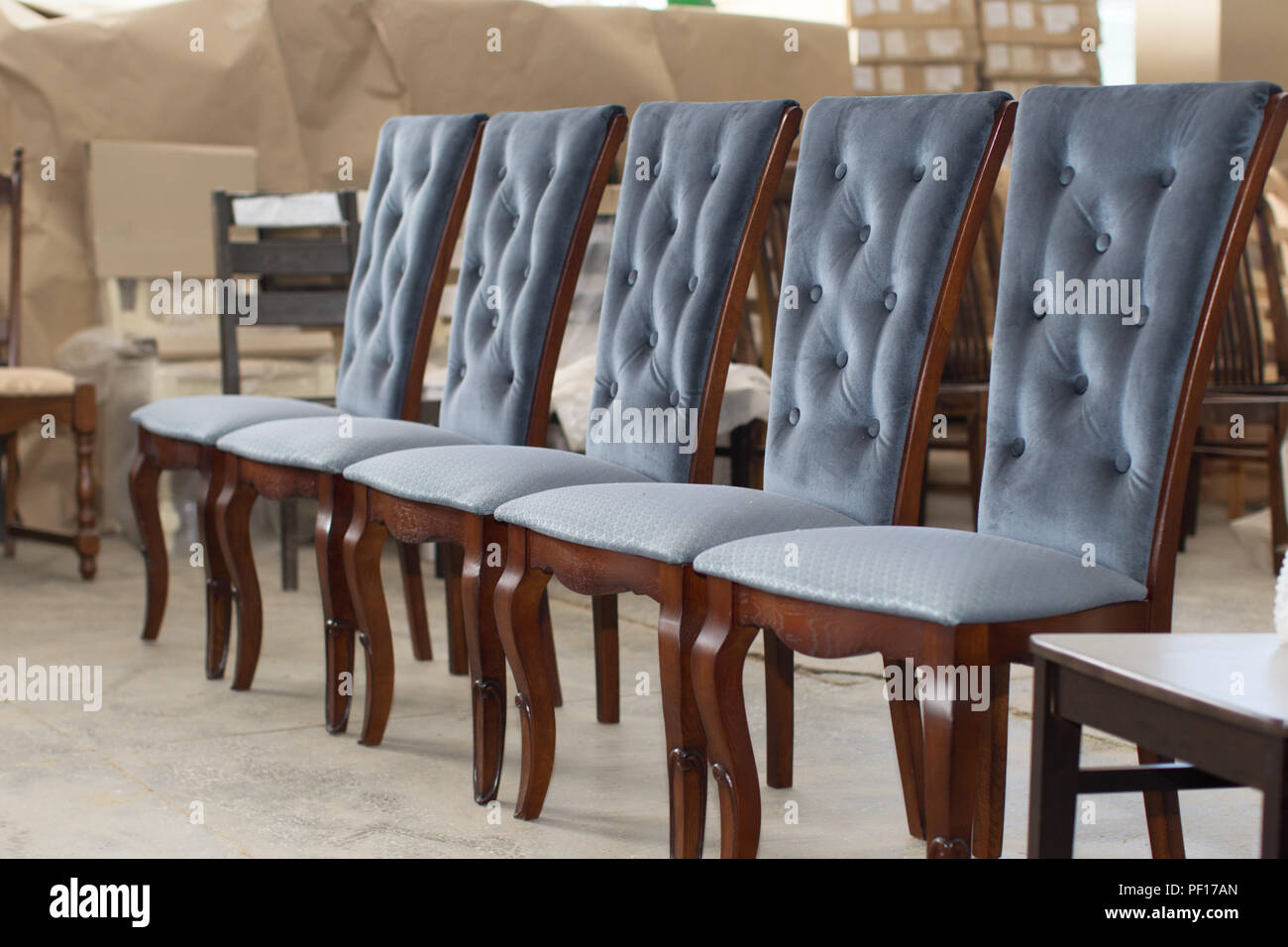 Furniture factory. Manufacture of chairs Stock Photo - Alamy