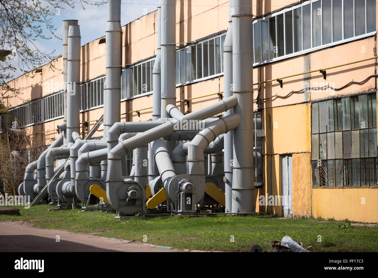 Ventilation pipes in the plant shop. Ventilation system Stock Photo - Alamy