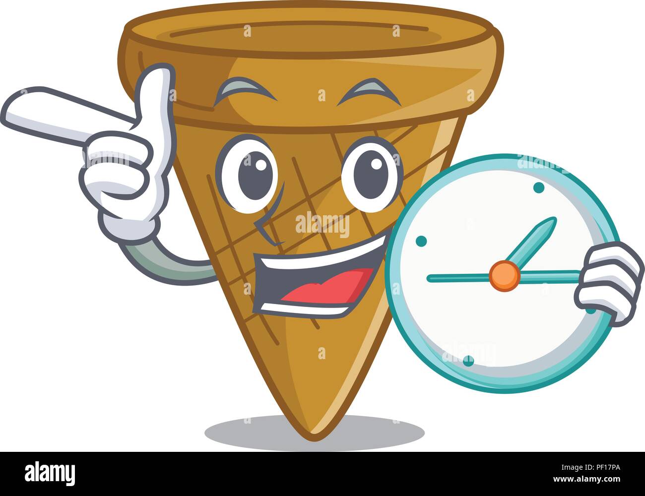 With clock cartoon ice cream wafer cone Stock Vector Image & Art - Alamy