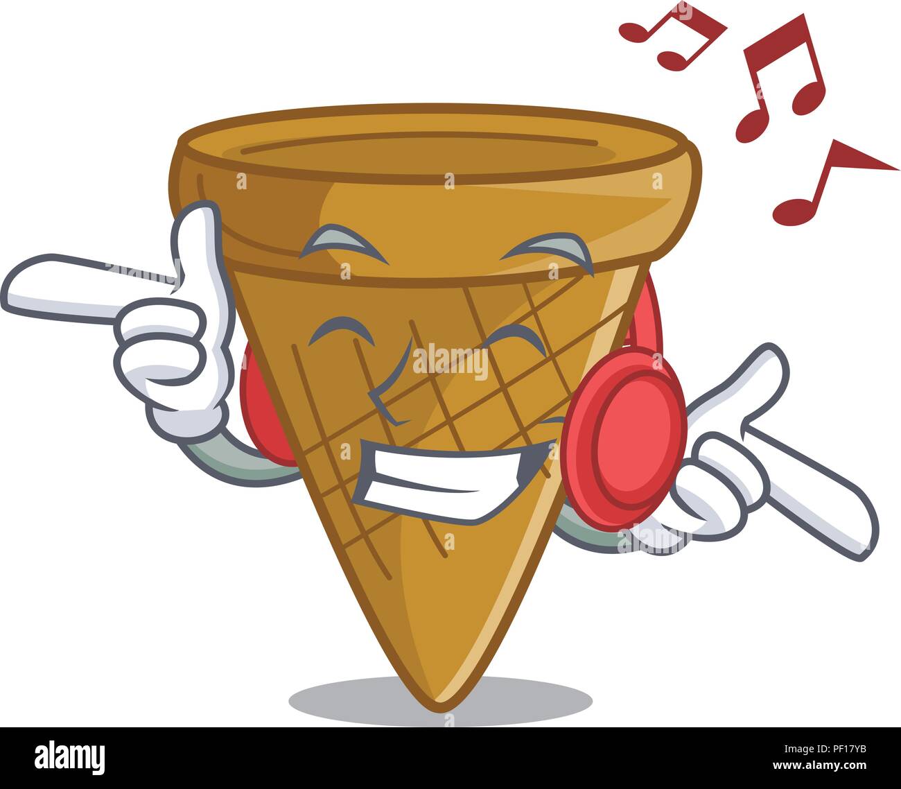 Listening music empty wafer cone for ice cream character Stock Vector ...