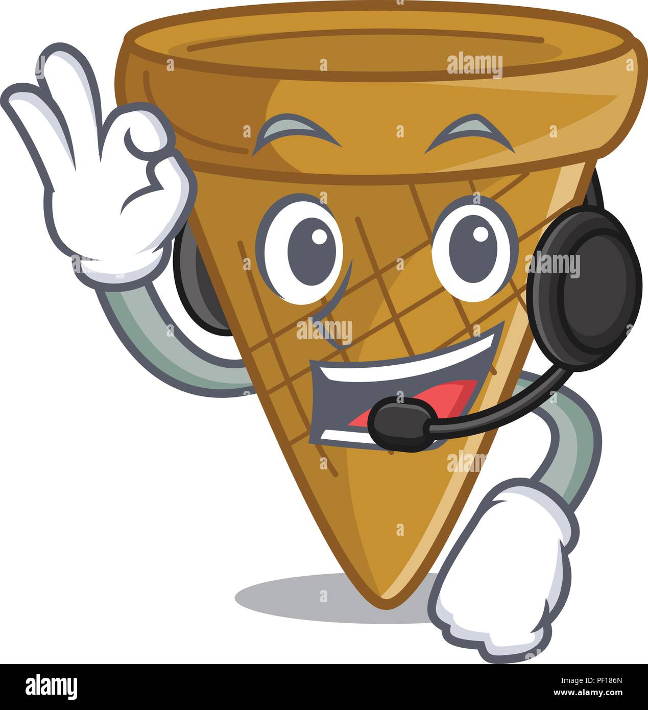 With headphone sweet wafer cone isolated on maskot Stock Vector Image ...