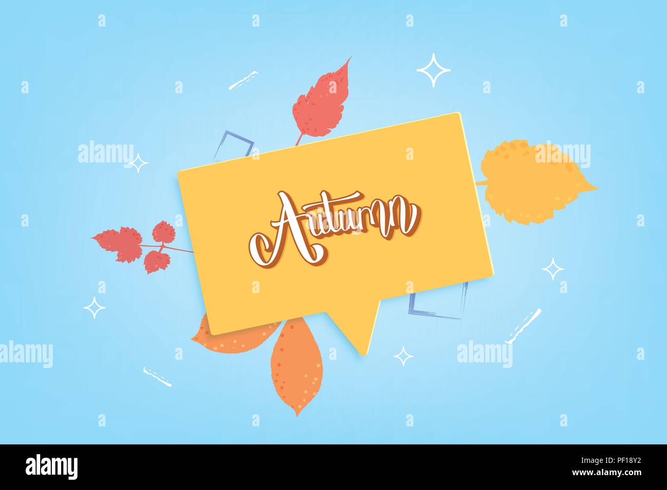 Autumn quote. Handwritten lettering with speech bubble and leaves ...