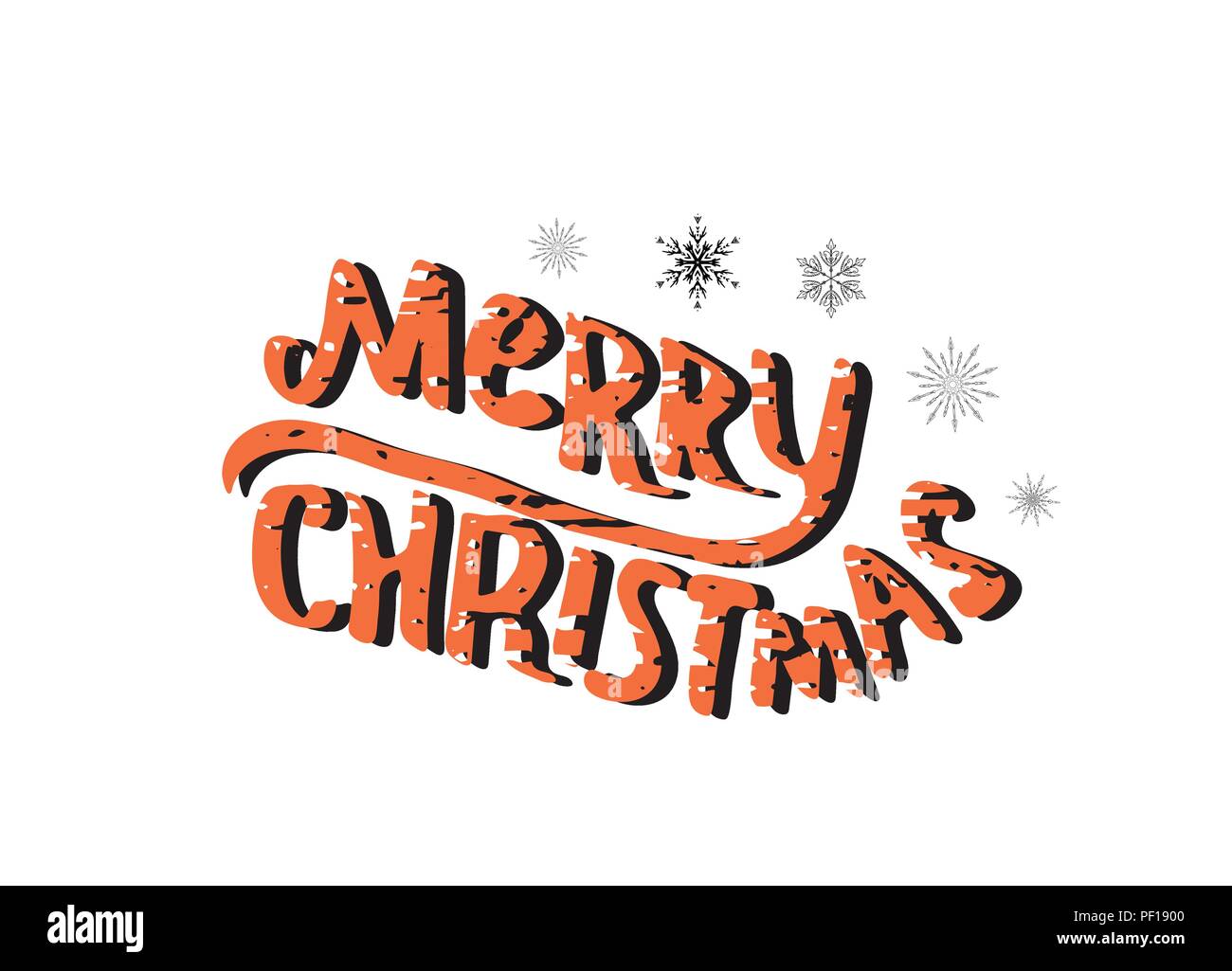 Merry Christmas Brush Handwritten Lettering Isolated On White