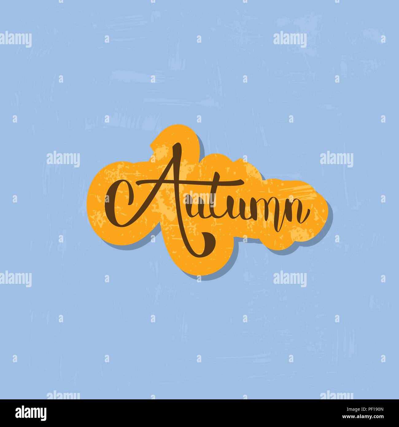 Autumn word badge. Handwritten lettering with textured effect. Element ...