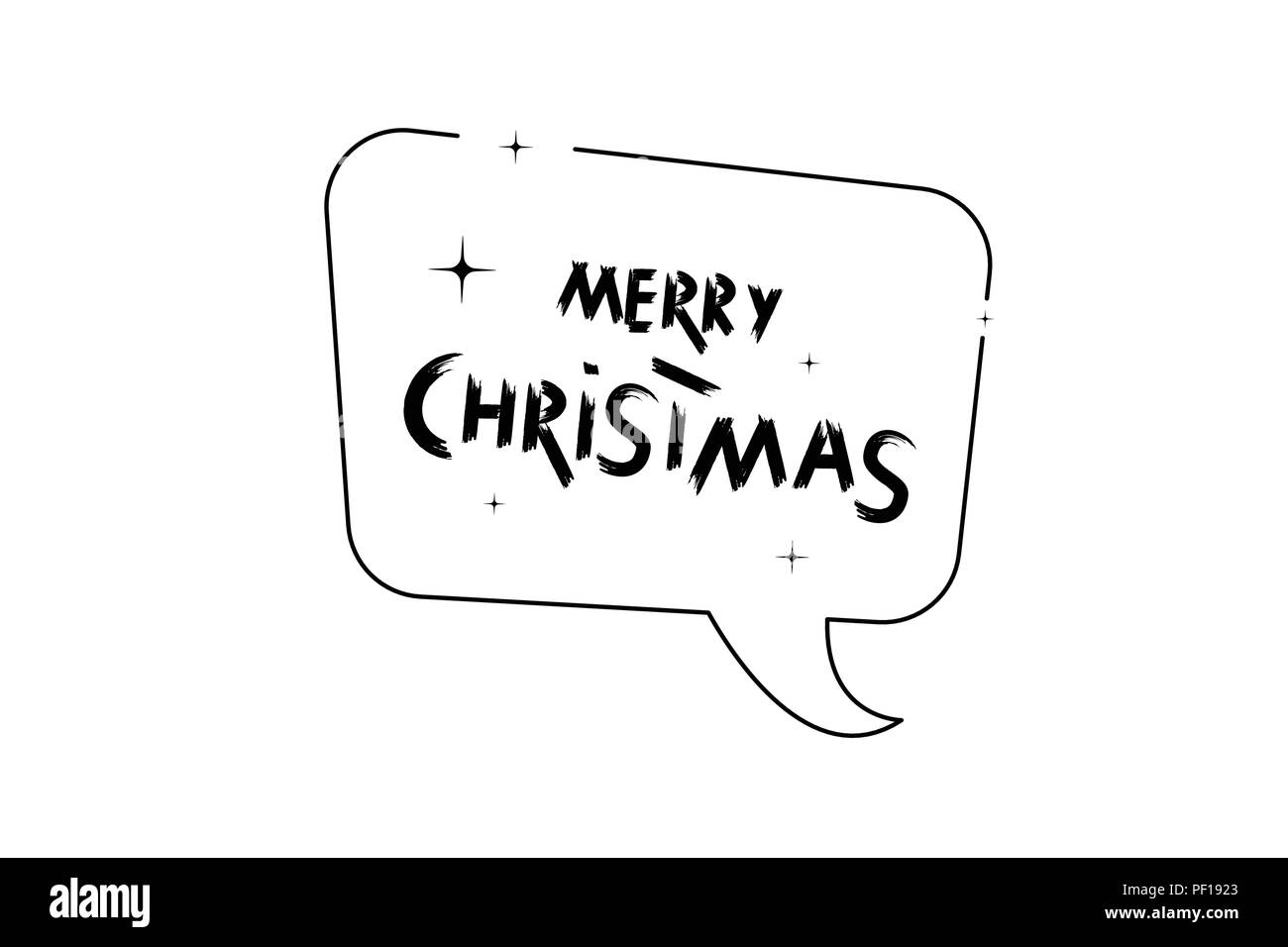 Merry Christmas brush handwritten lettering with speech bubble ...