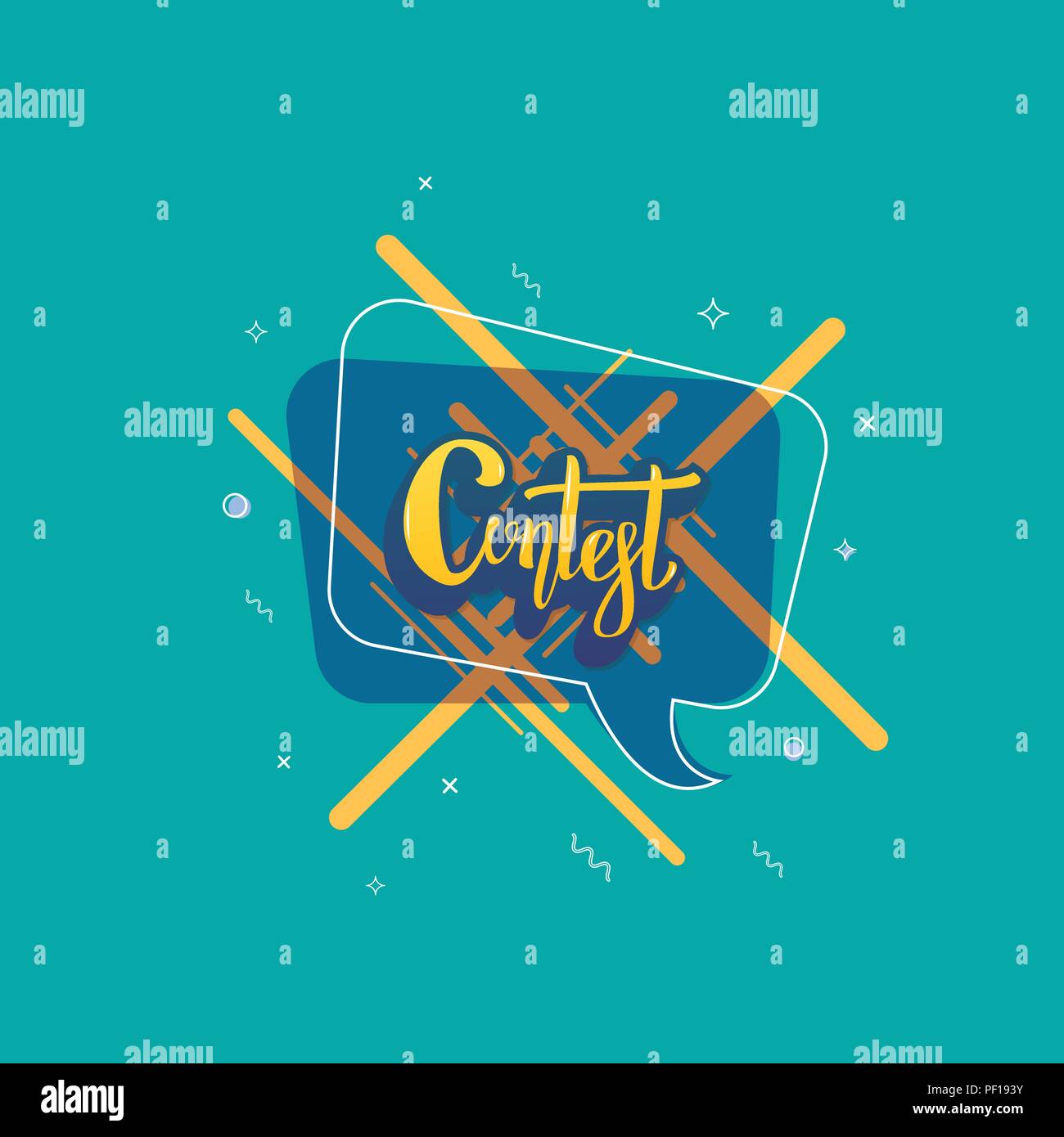 Contest card with geometric composition. Banner with speech bubble and ...