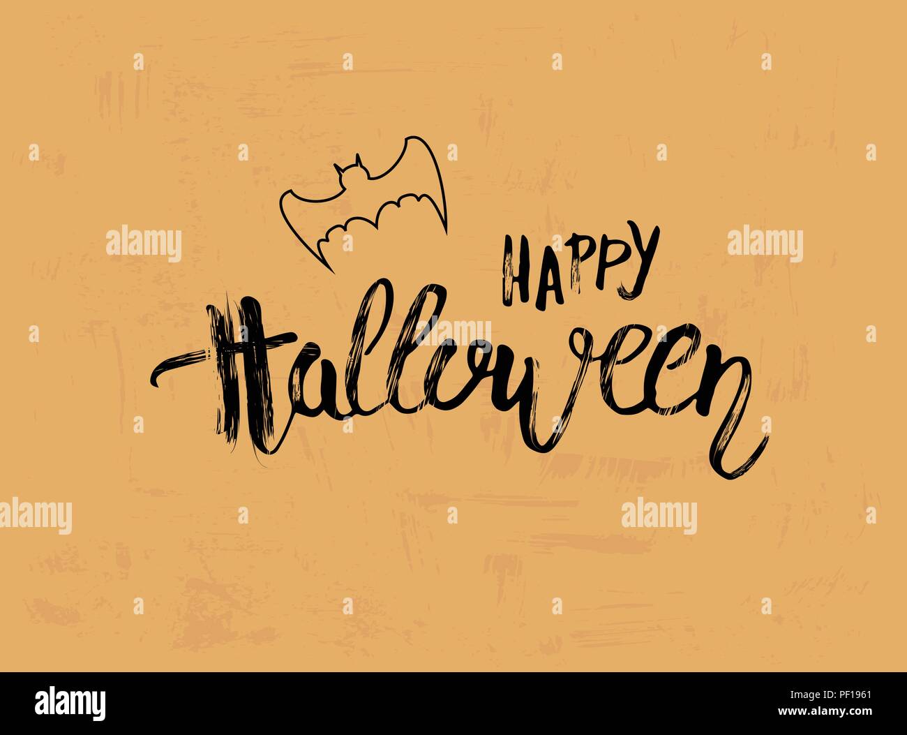 Happy Halloween handwritten lettering on textured background ...