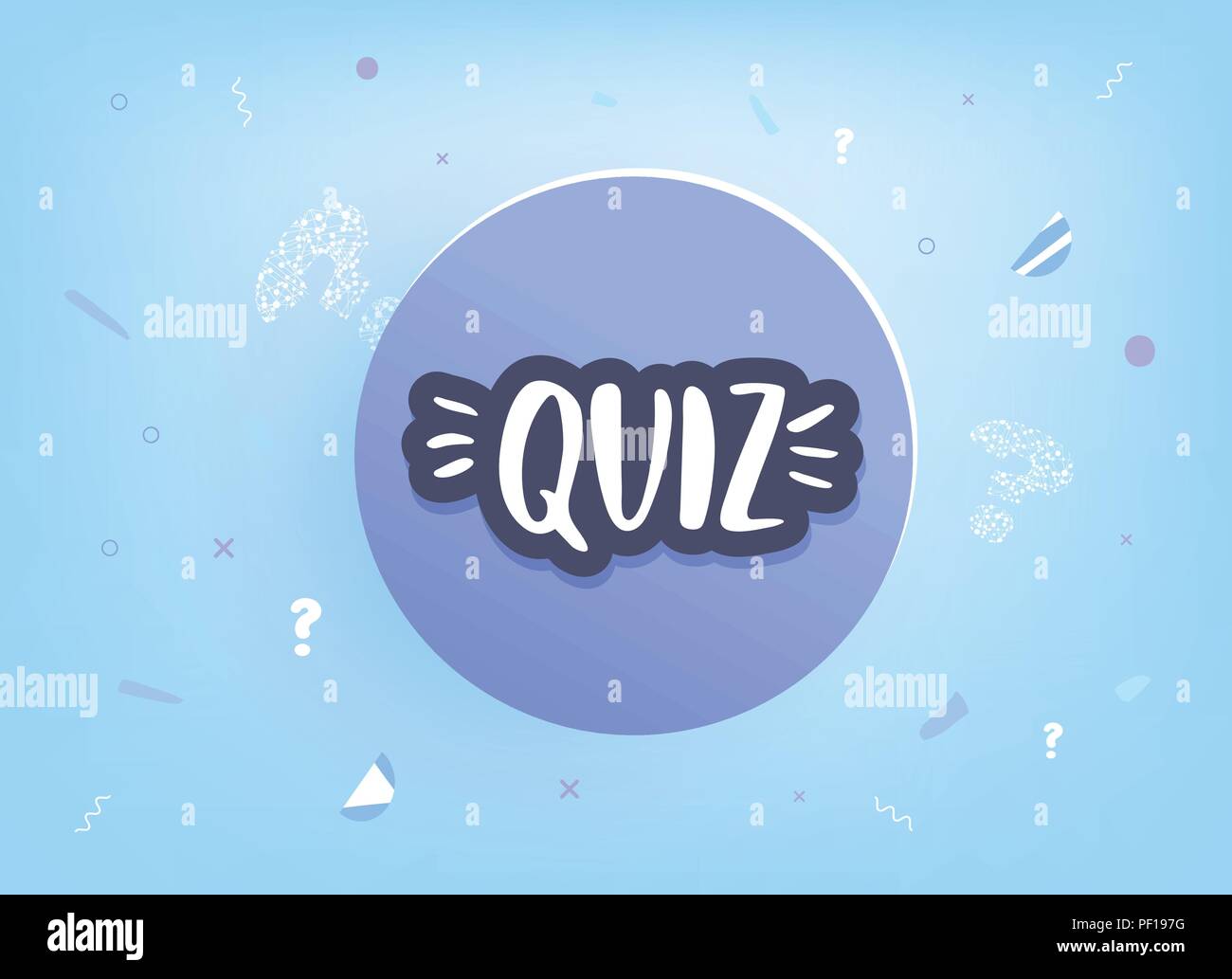 Quiz sticker. Handwritten lettering with round badge. Template for ...