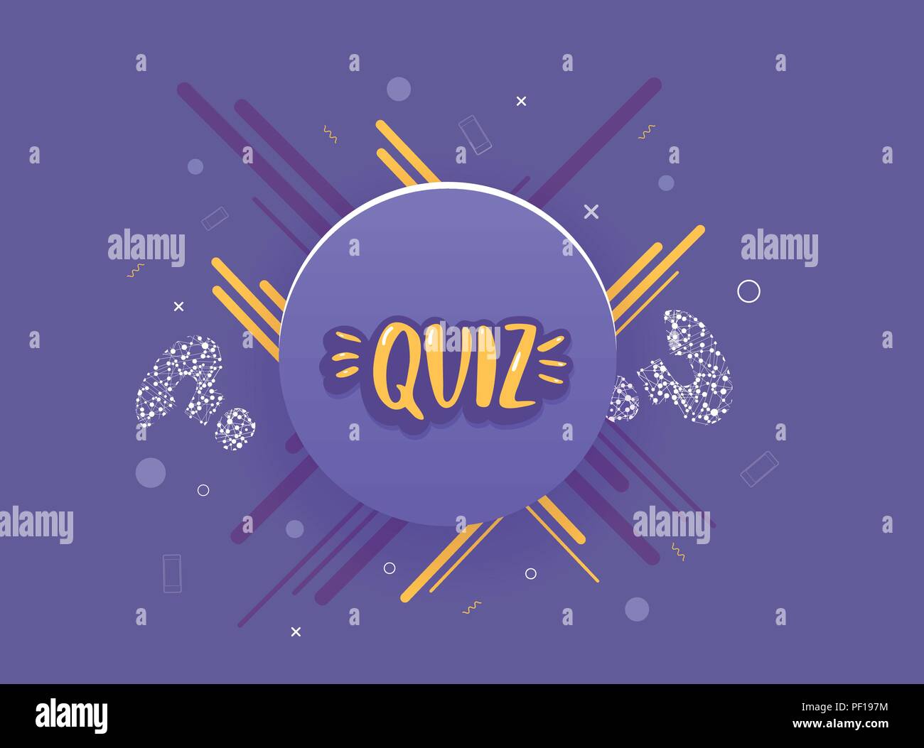 Quiz sticker. Handwritten lettering with round badge. Template for ...