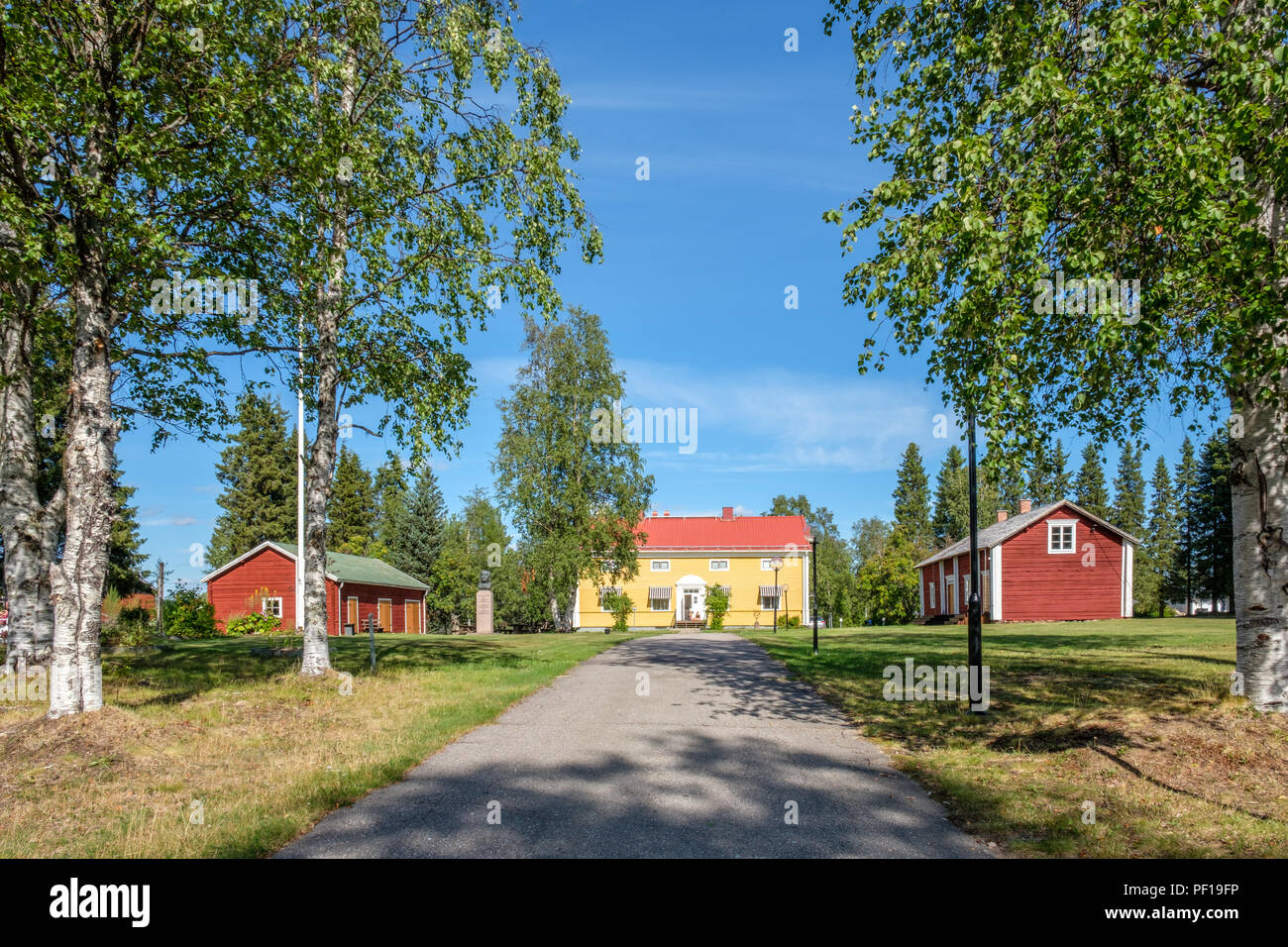 The manse in Pajala in northern Sweden. The red building to the right ...