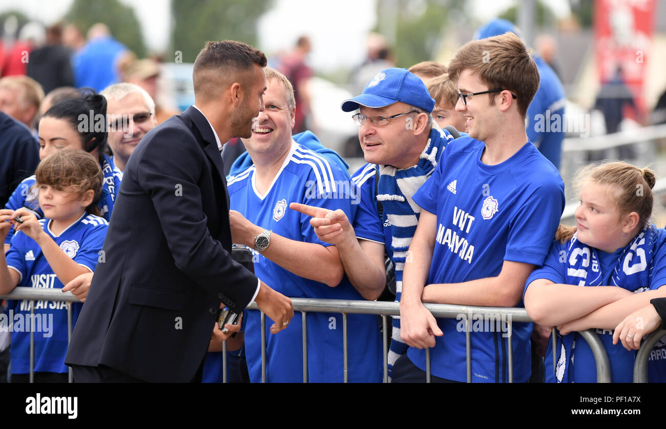 Cardiff City's Victor Camarasa signs autographs before the Premier ...