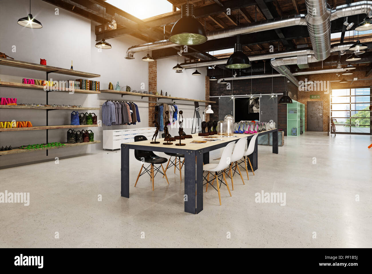 modern boutique interior loft design. 3d rendering Stock Photo - Alamy