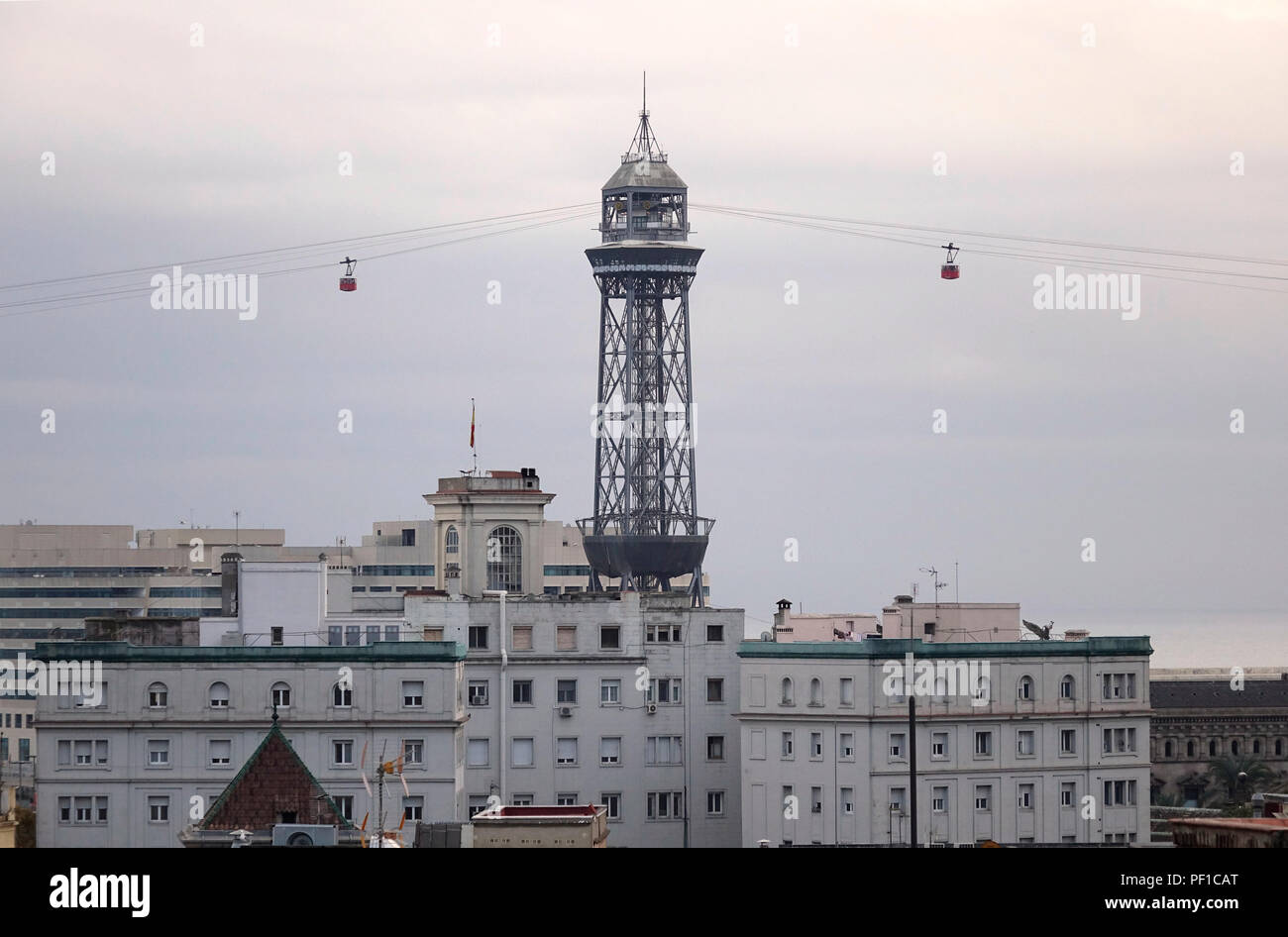 Tower Torre Jaume I Of The Port Vell Aerial Tramway Barcelona Spain ...