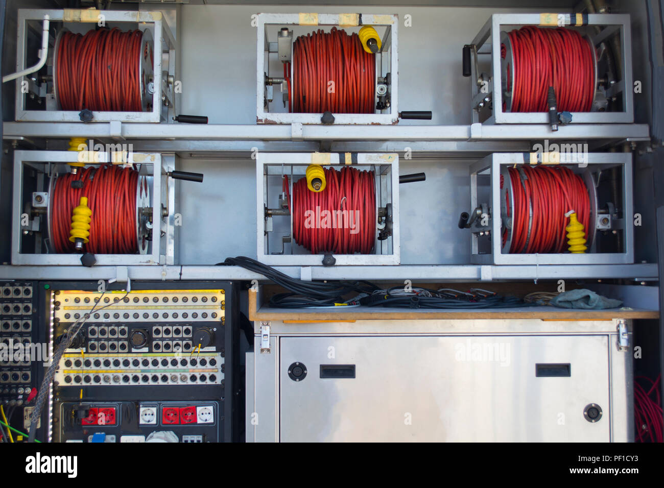 Transmission line behind and electronic, power cables network the ...
