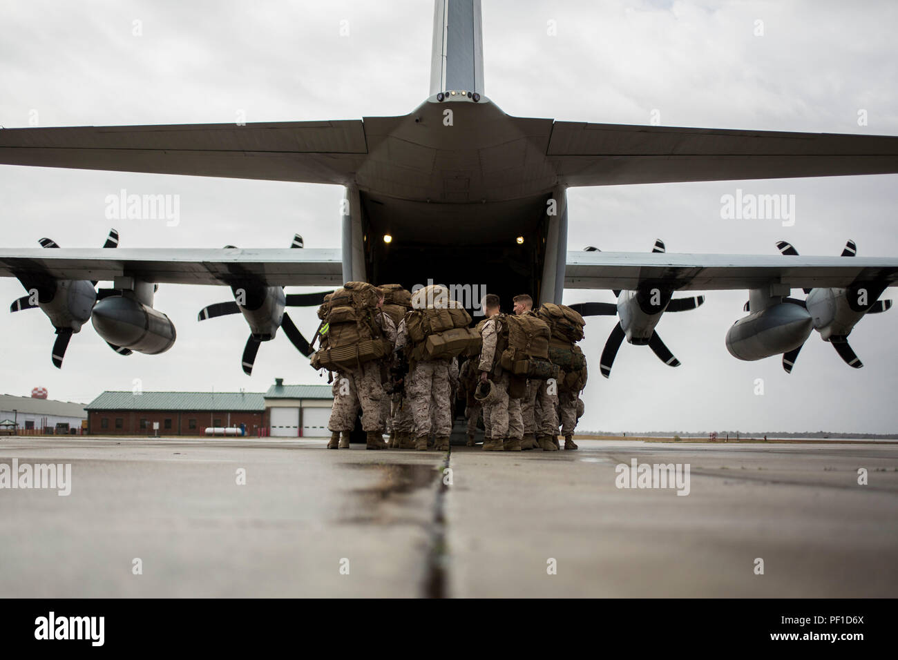 Marines of 3rd Battalion, 2nd Marine Regiment, prepare a KC-130J ...