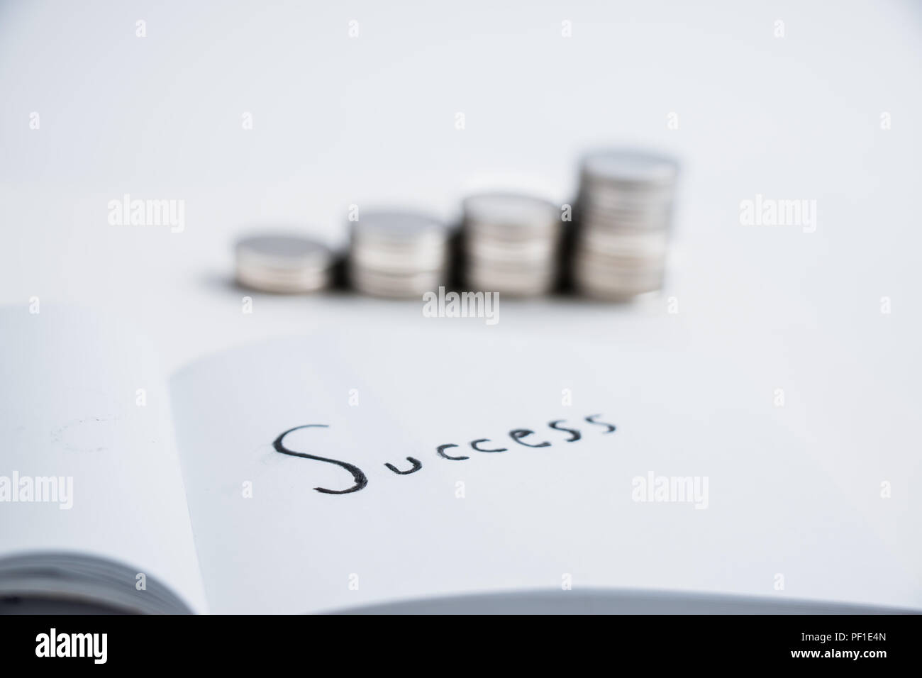 Select Focus Success word, coins set a graph grow to success. business ...