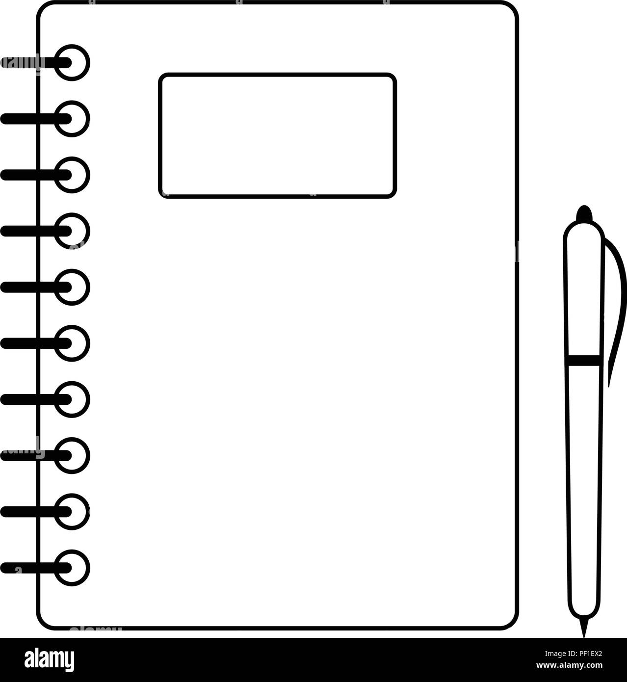 Exercise book with pen icon. Thin line design. Vector illustration ...