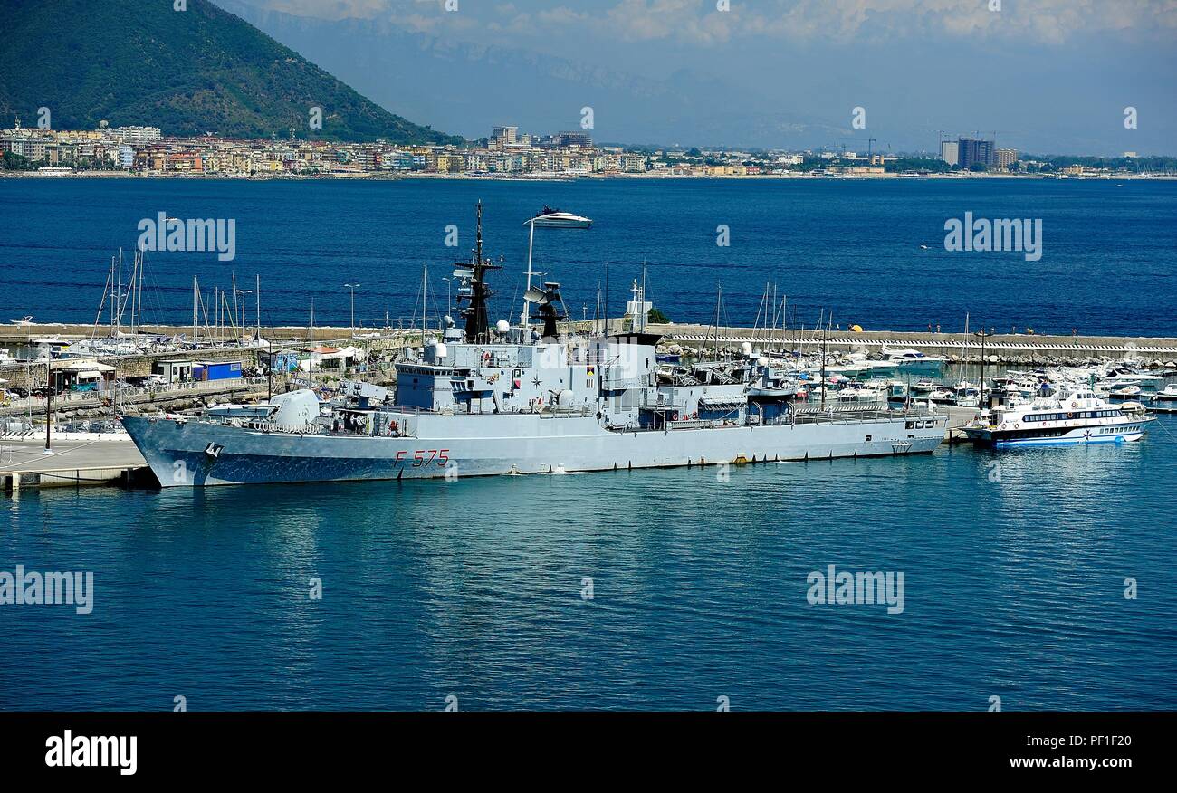 Maestrale-class frigate, Port of Salerno, Italy - July 2018: F575 Euro ...