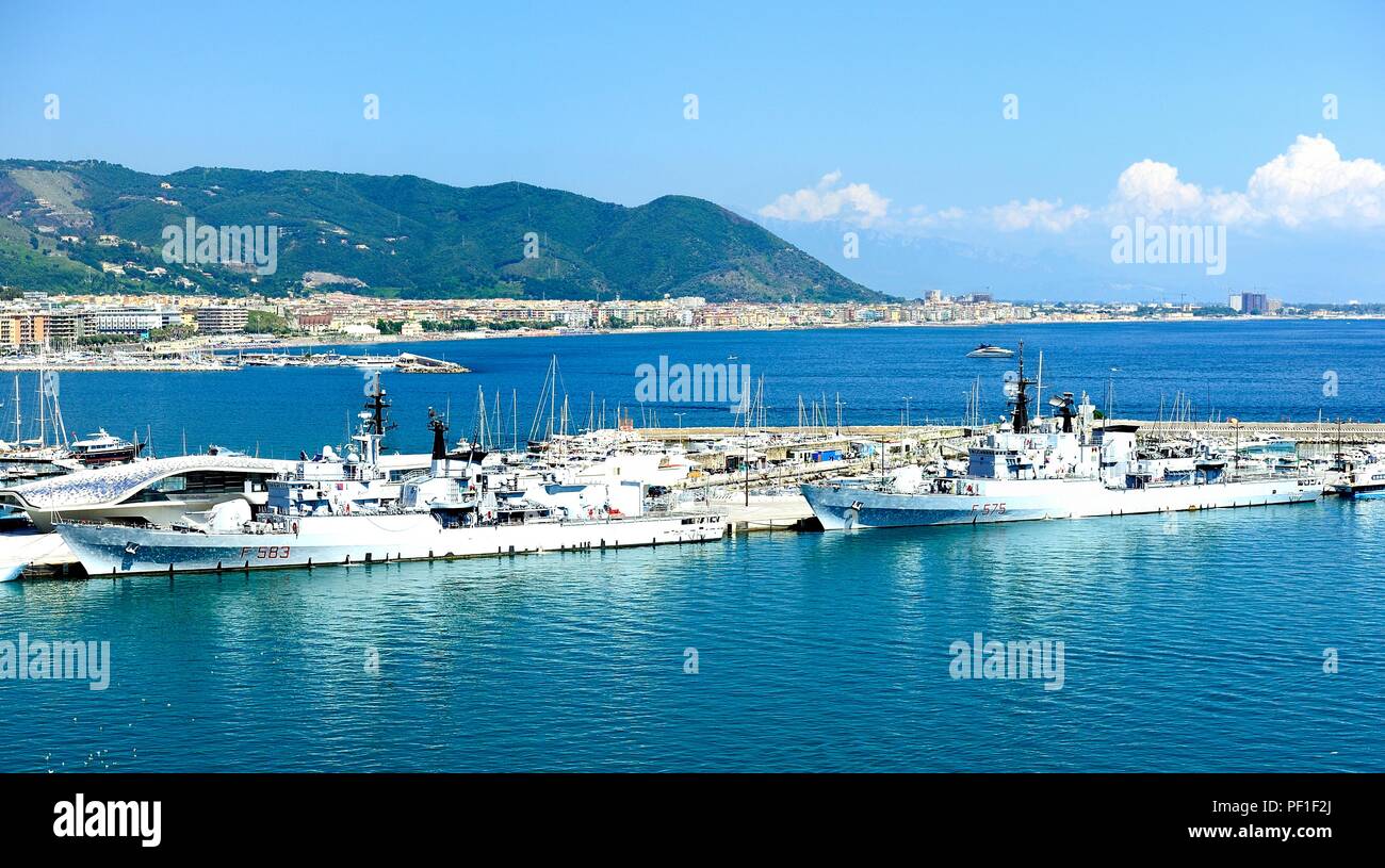 Maestrale-class frigate, Port of Salerno, Italy - July 2018: F575 and ...
