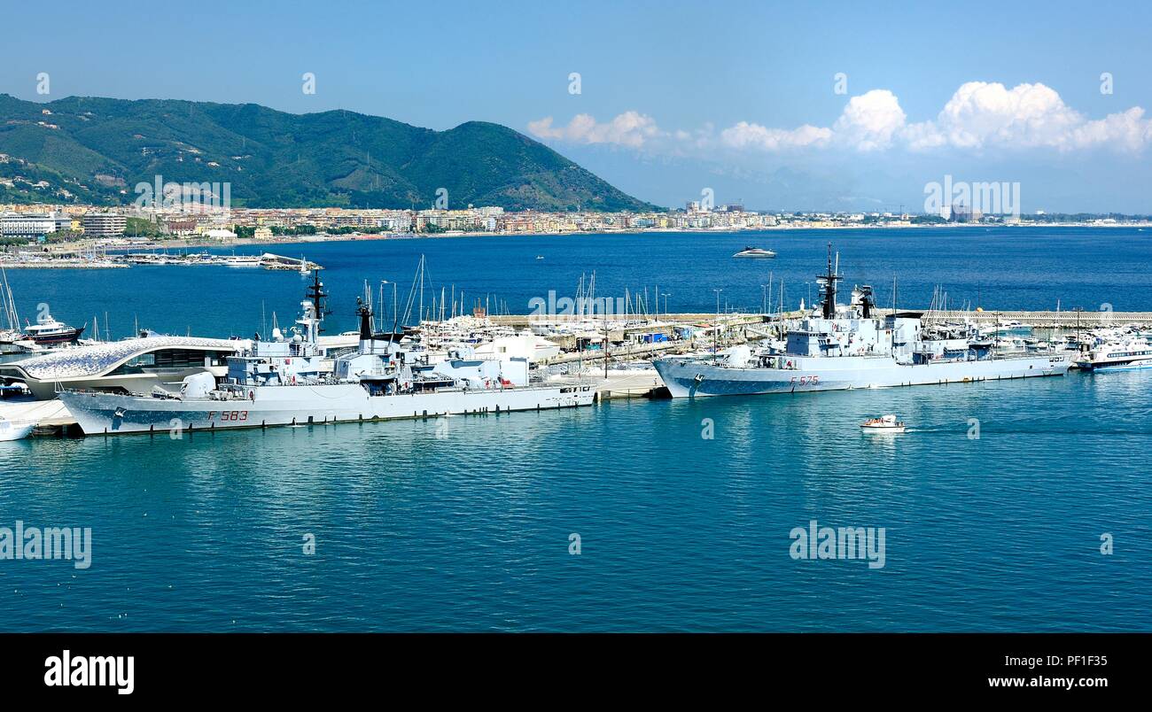 Maestrale-class frigate, Port of Salerno, Italy - July 2018: F575 and ...