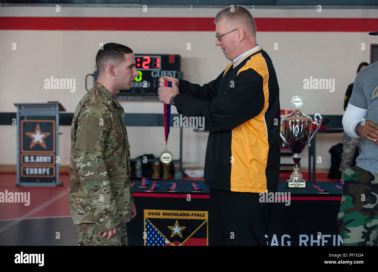 U S Air Force Senior Airman Anthony Henson Left Receives A First