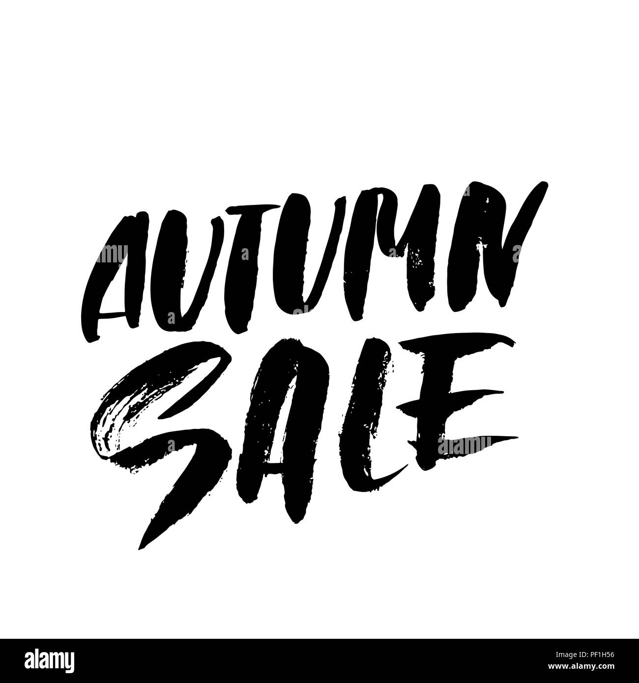 Autumn sale handwritten lettering. Grunge dry brush inscription ...