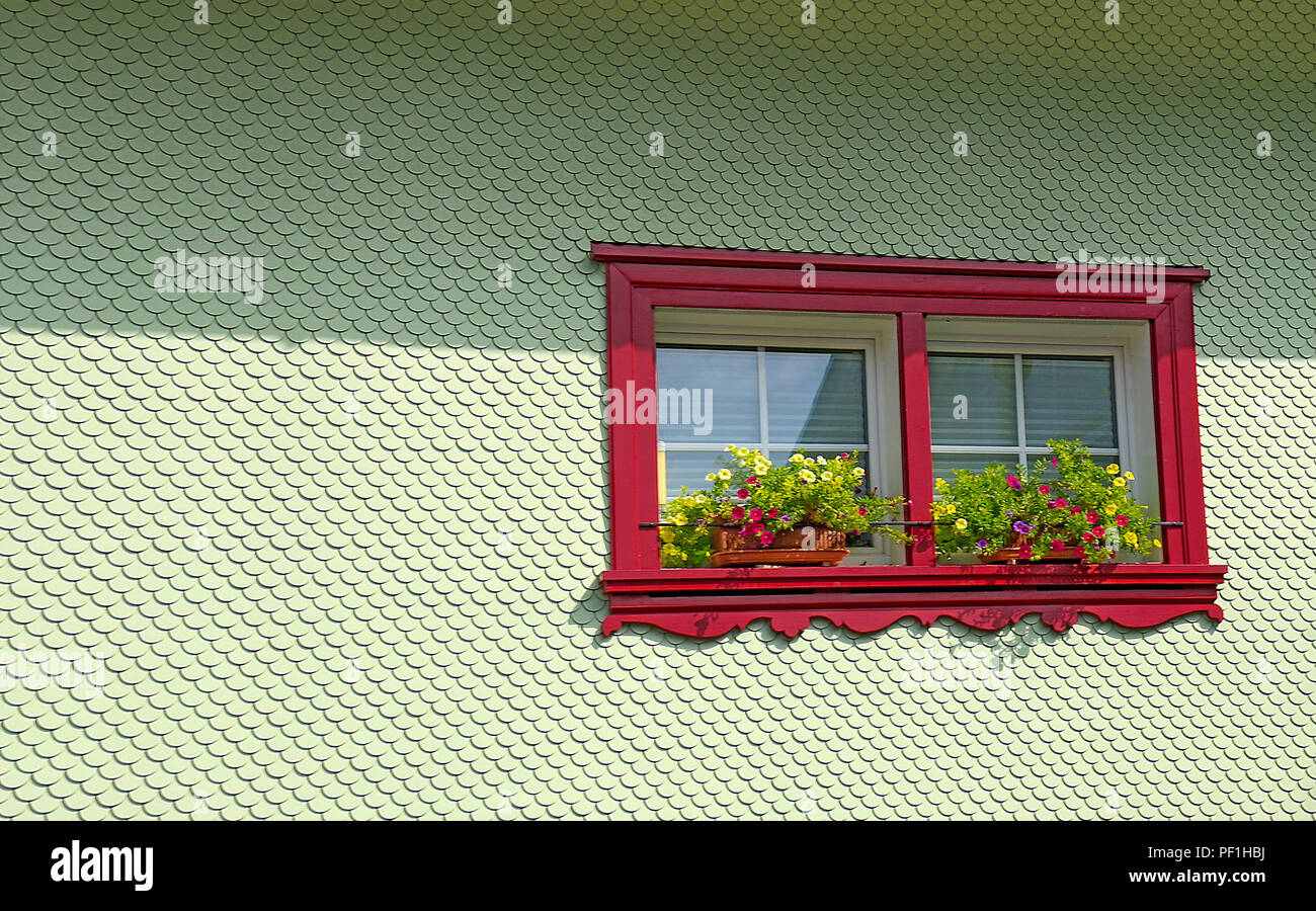 Farmhouse Interior Red Window Trim