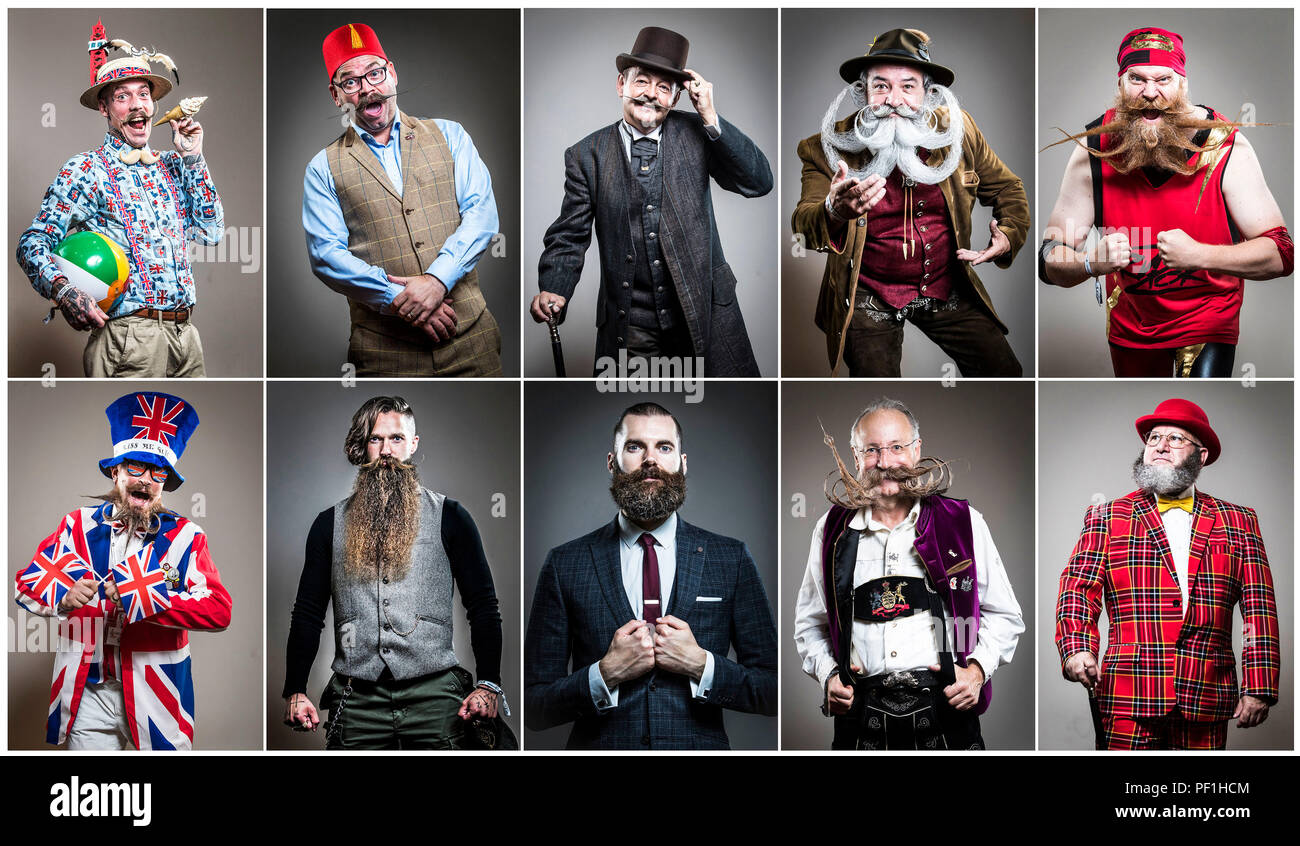 Contenders for the fourth British Beard and Moustache Championships at ...