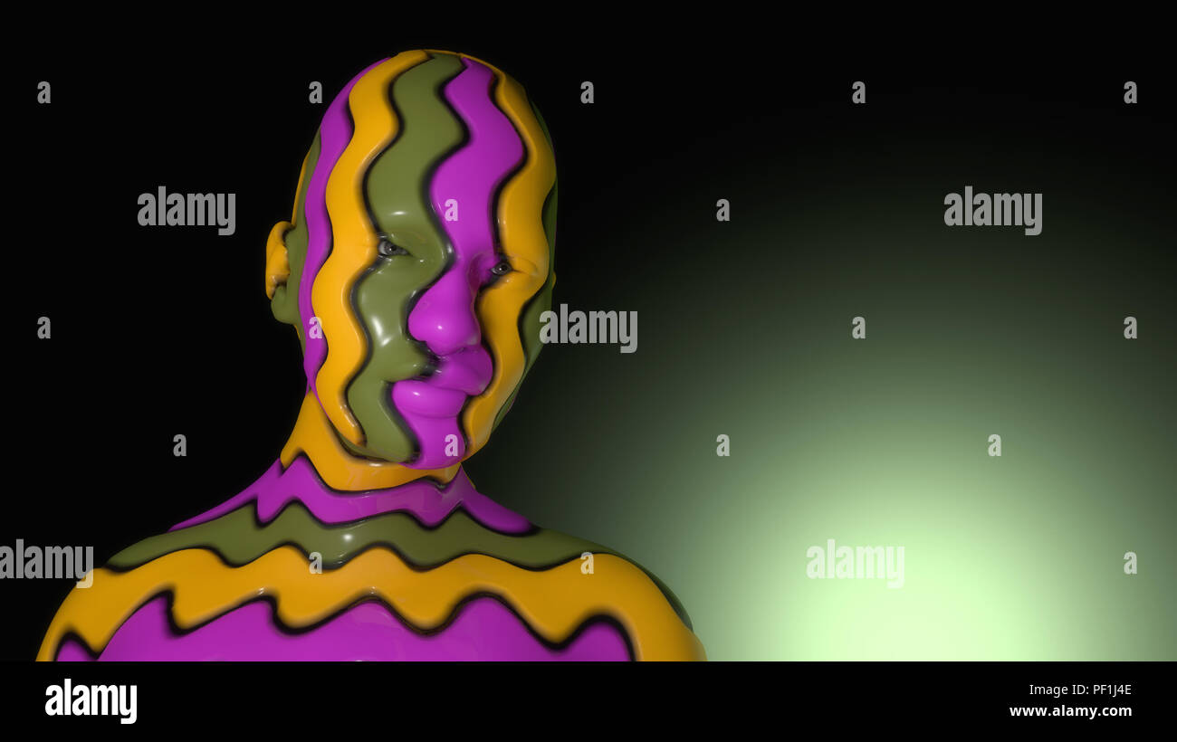3d render. Head Human shattered portrait Stock Photo - Alamy