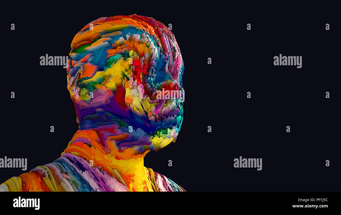 3d render. Head Human shattered portrait Stock Photo - Alamy