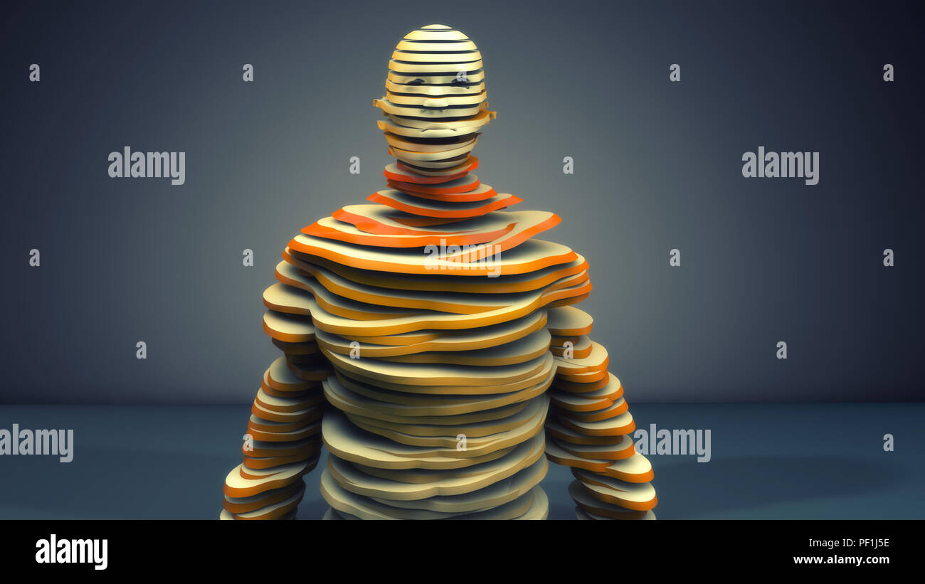 3D render. Human figure cut into slices Stock Photo - Alamy