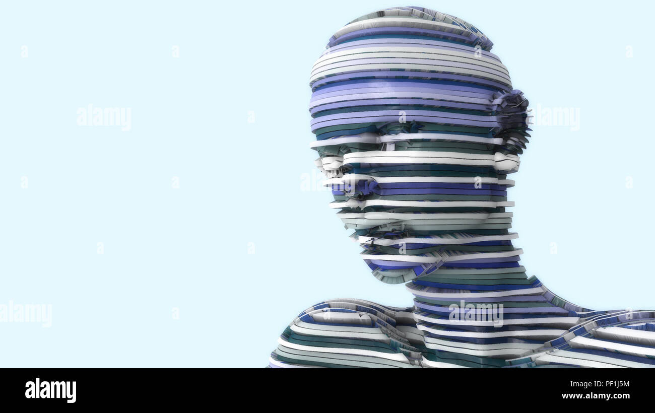 3D render. Human figure cut into slices Stock Photo - Alamy
