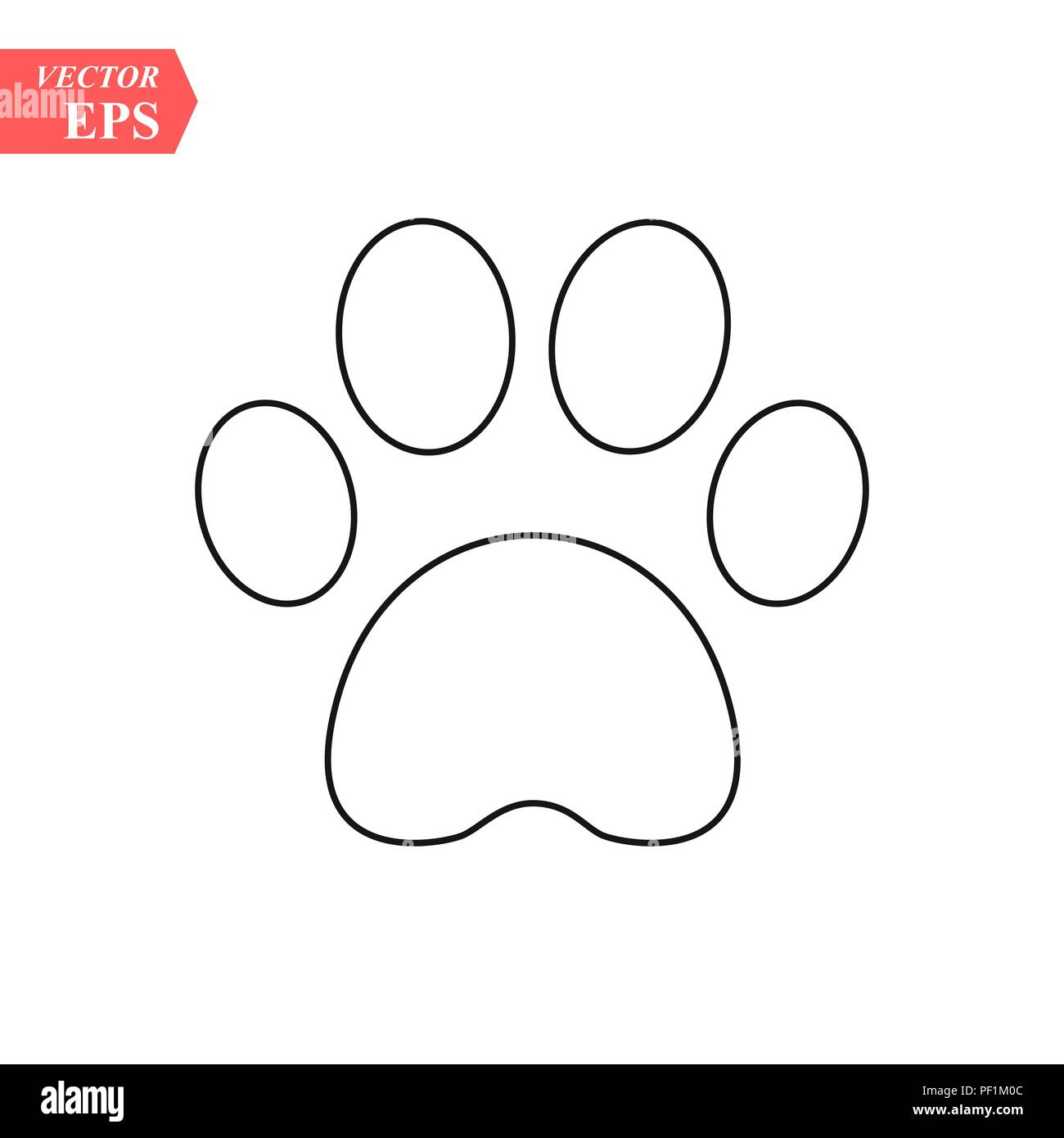 Animal paw icon print line vector foot dog cat illustration eps10 Stock ...