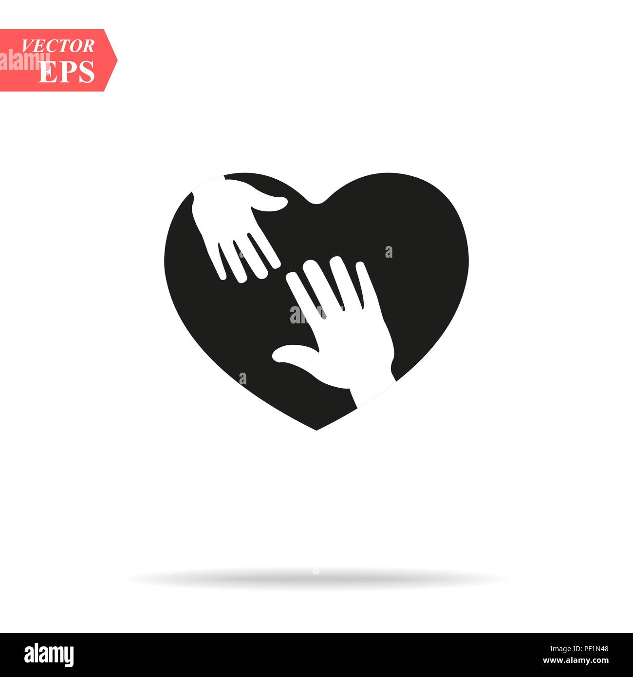 heart icon with caring hands. design white background vector ...