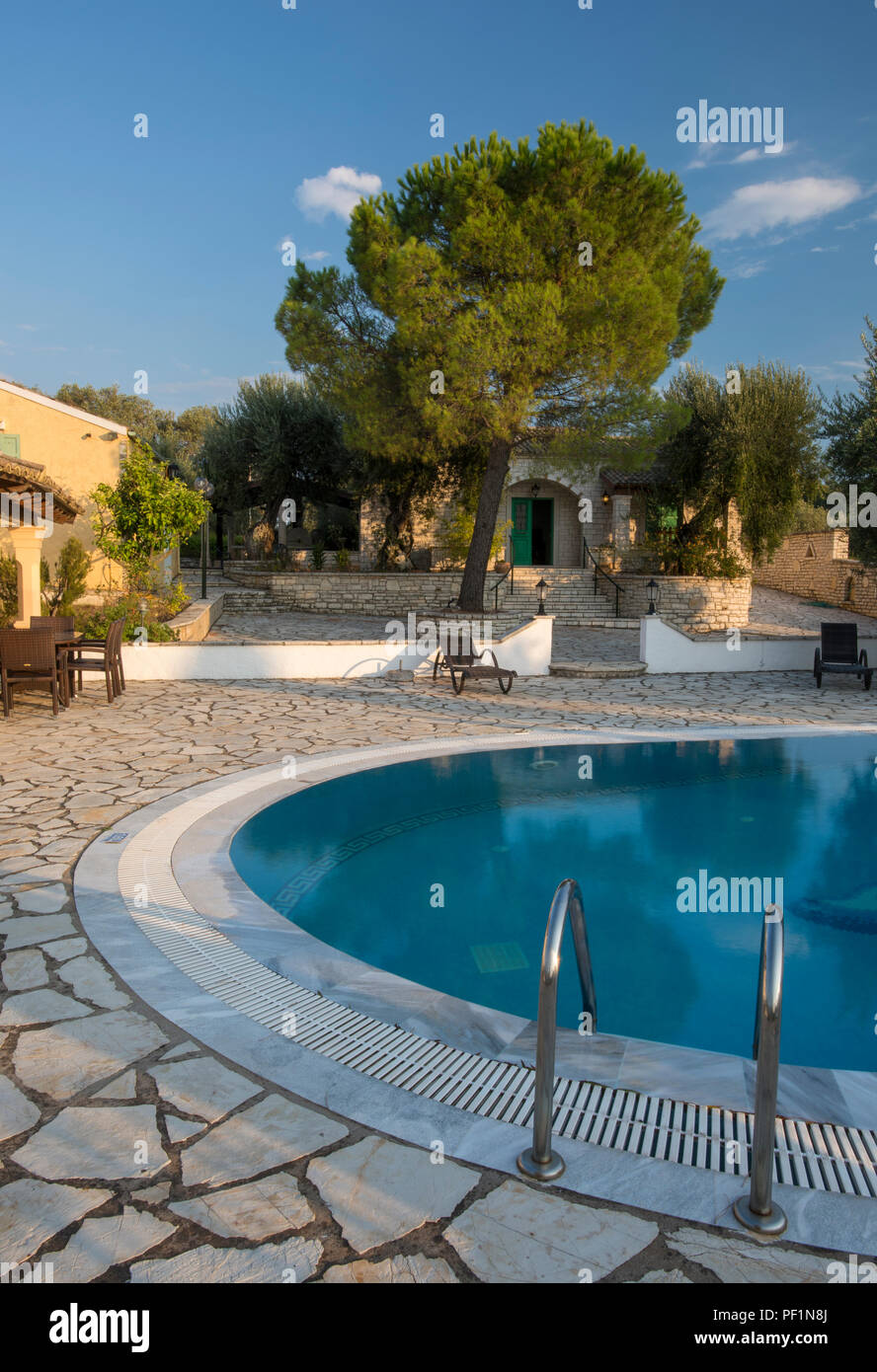 swimming pool steps or ladder at a luxury greek villa thea at kassiopi ...