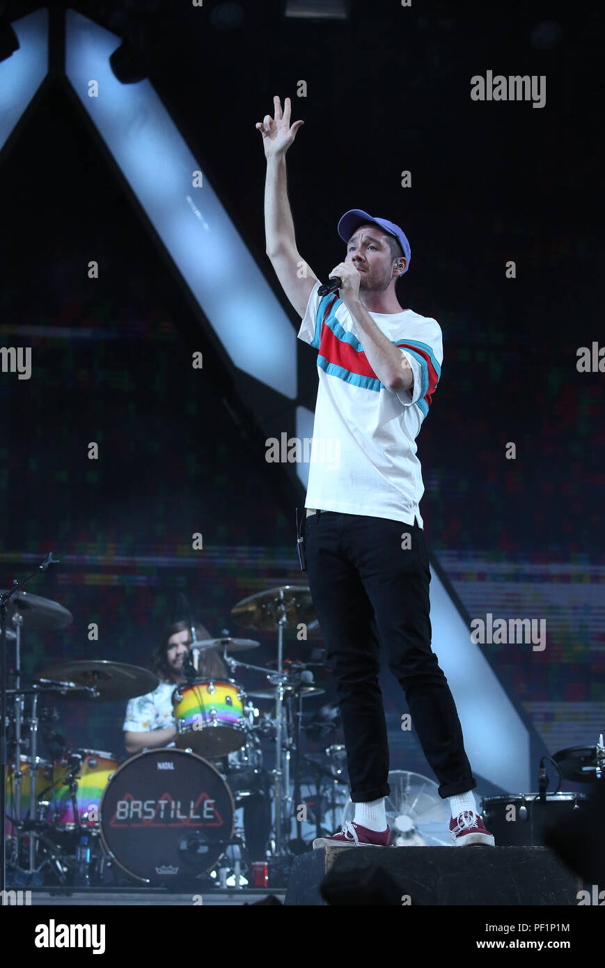 Dan Smith, lead singer from British indie pop ban Bastille, performing ...