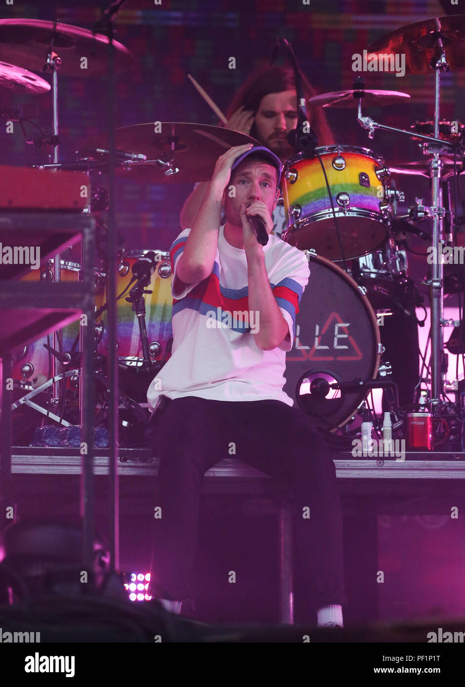 Dan Smith, lead singer from British indie pop ban Bastille, performing ...