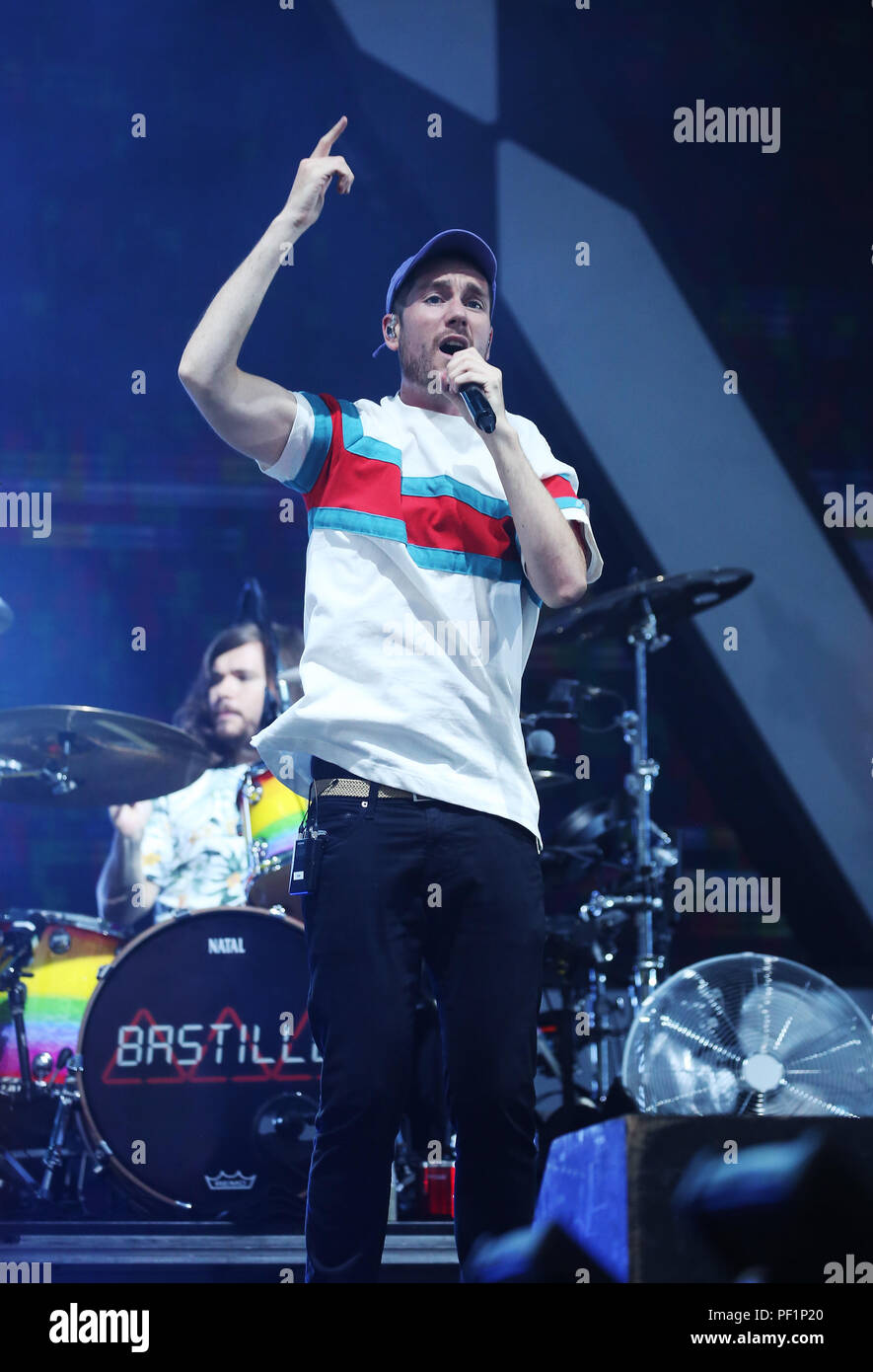 Dan Smith, lead singer from British indie pop ban Bastille, performing ...