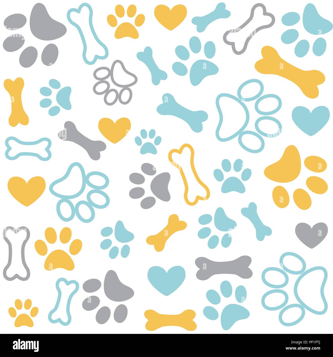 Dog Paw Print And Bone Background