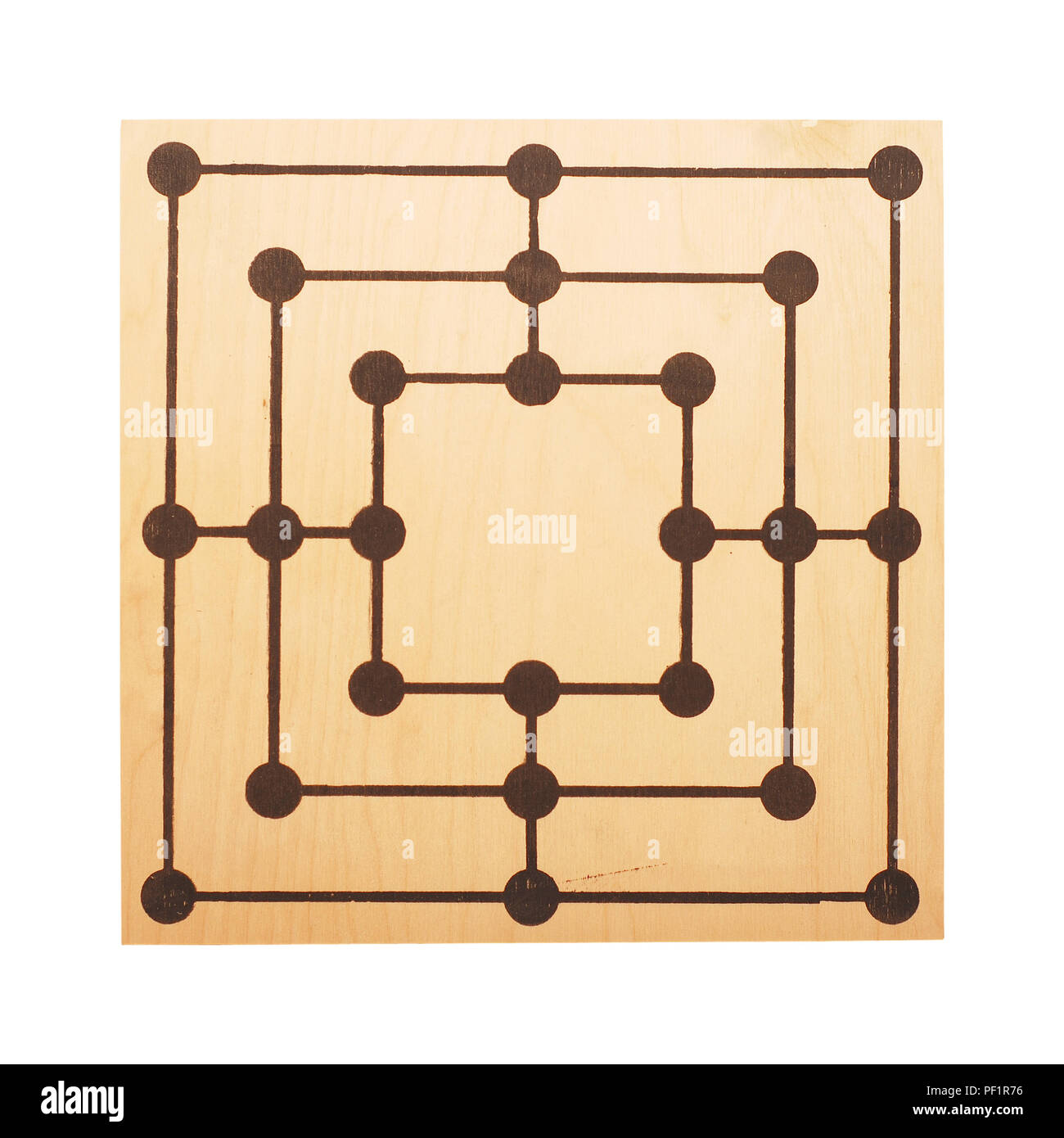 nine men's morris game board isolated on white Stock Photo - Alamy