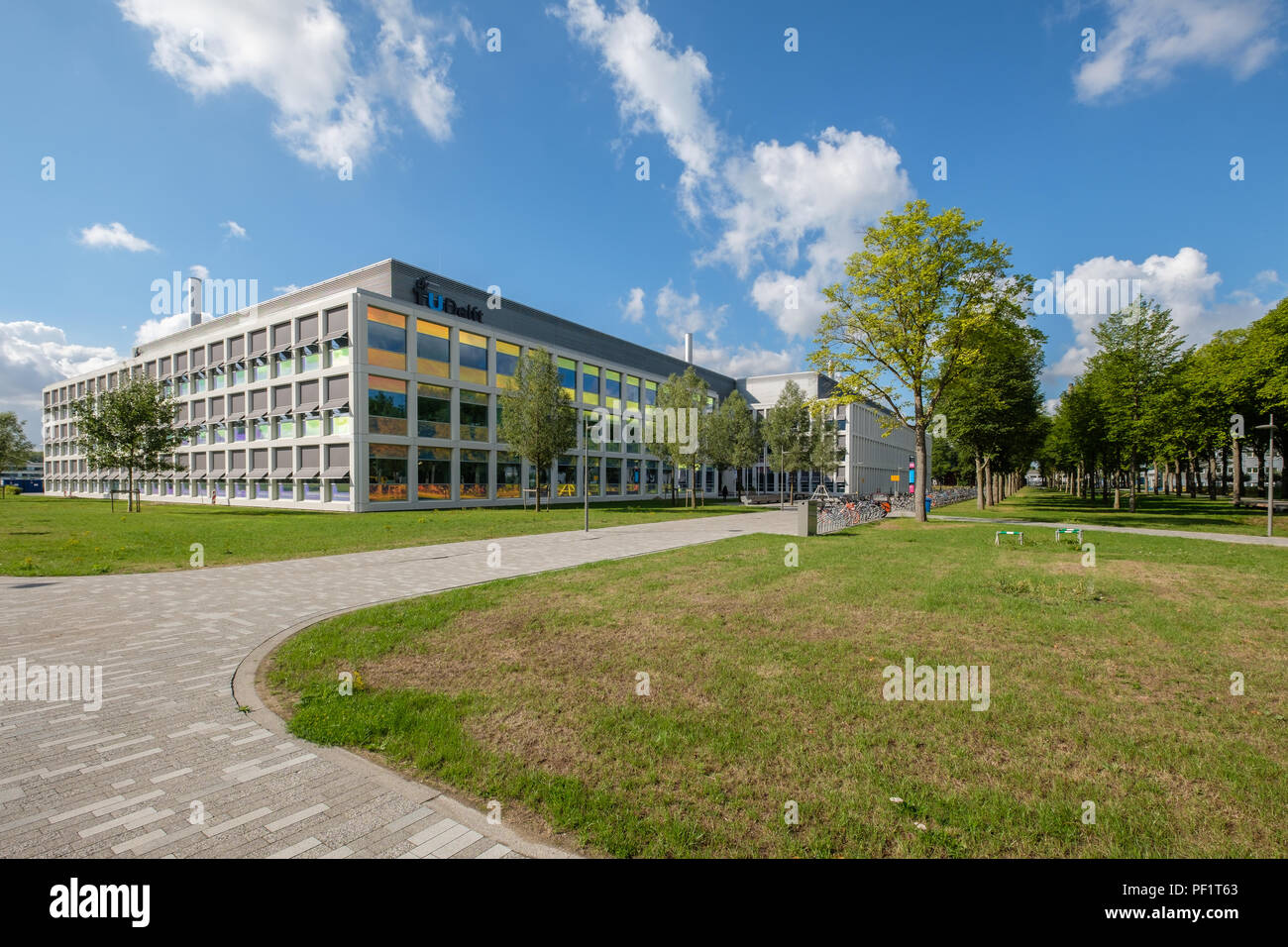 Hyper modern colorful university building Stock Photo - Alamy