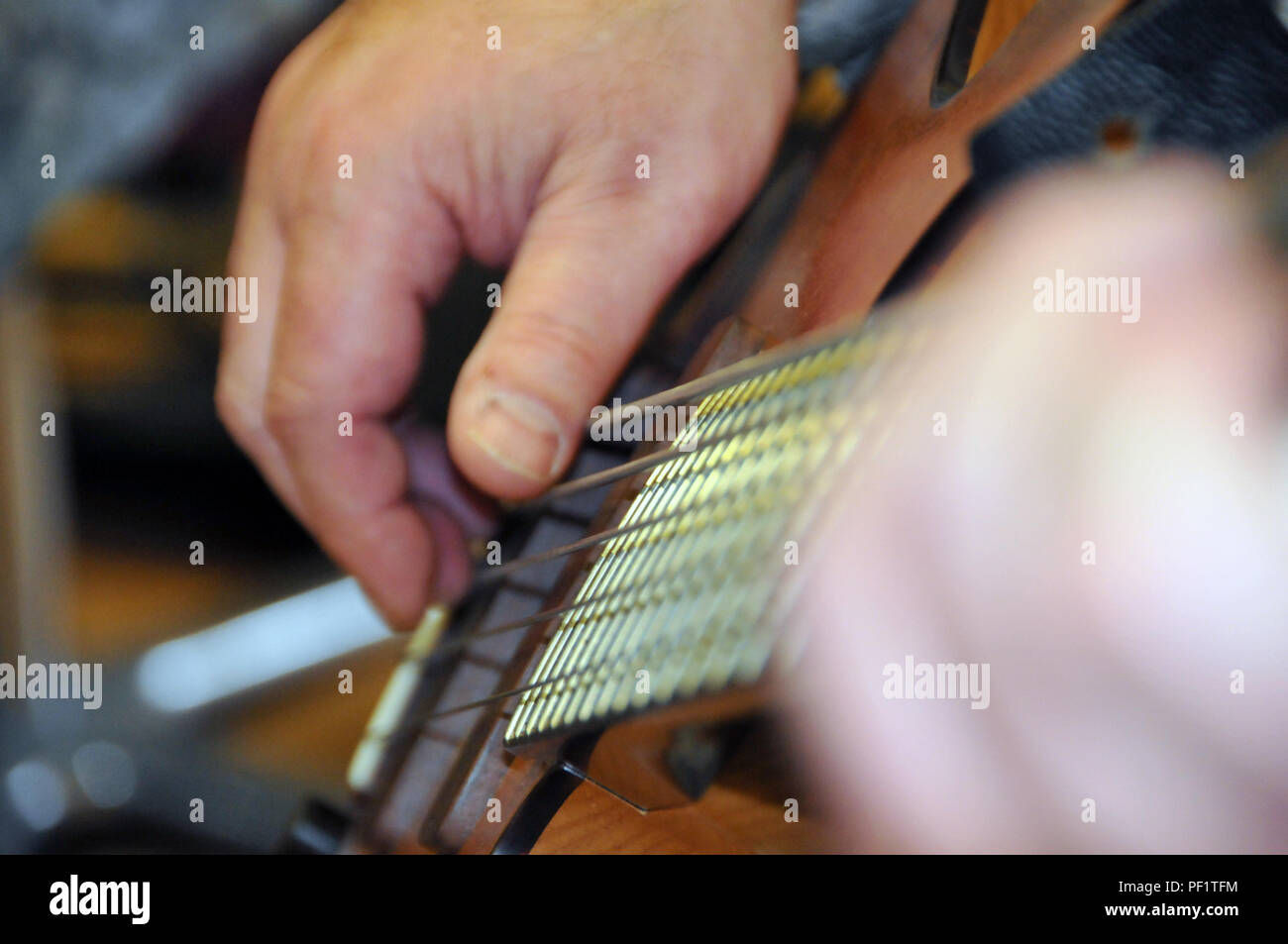 Staff Sgt. Charles DePalmo plays bass guitar with the Army Reserve's ...