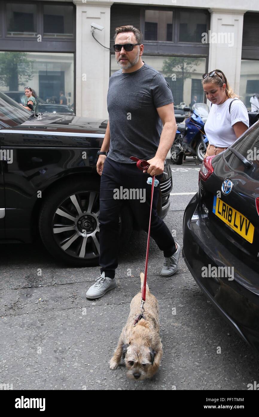 David Walliams seen at Radio 2 for radio interviews with his dog Bert ...