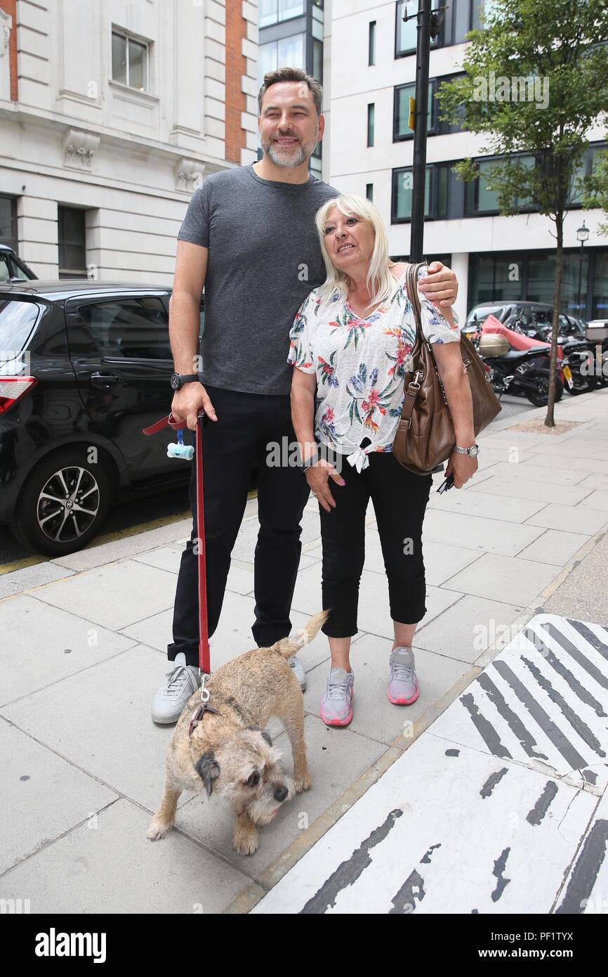 David Walliams seen at Radio 2 for radio interviews with his dog Bert ...