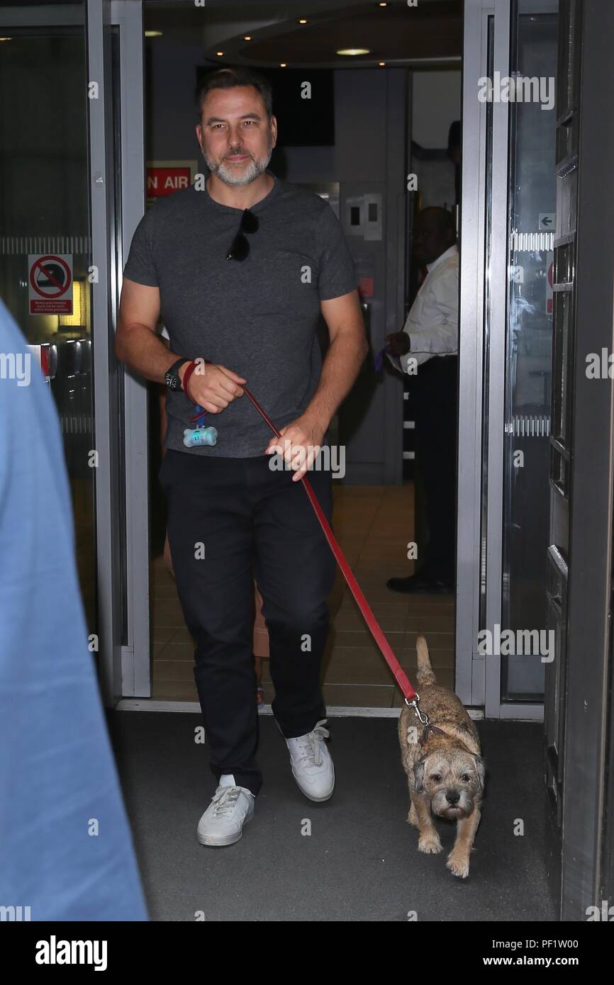David Walliams seen at Radio 2 for radio interviews with his dog Bert ...