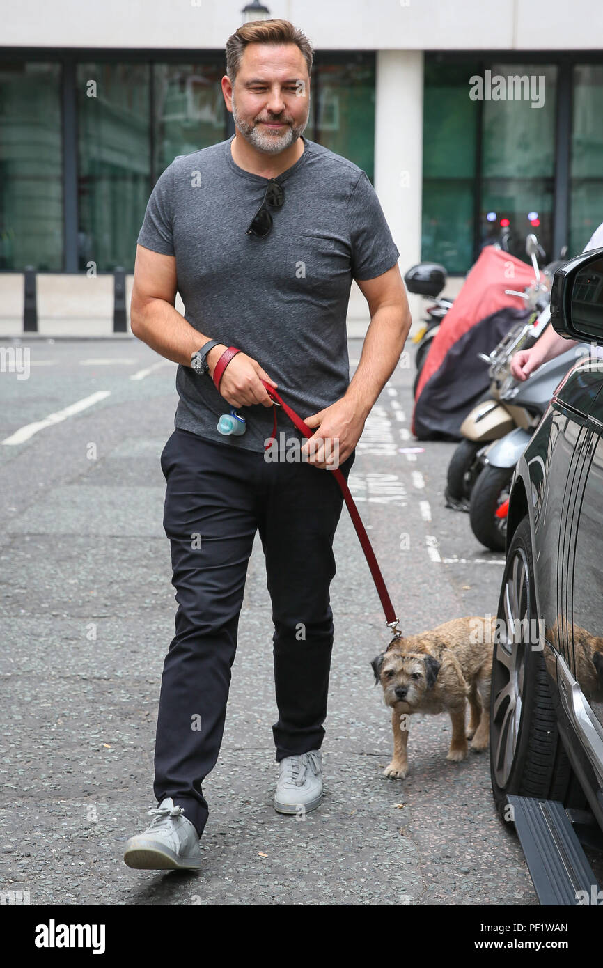 David Walliams seen leaving BBC Radio Two Studio with his dog Bert ...