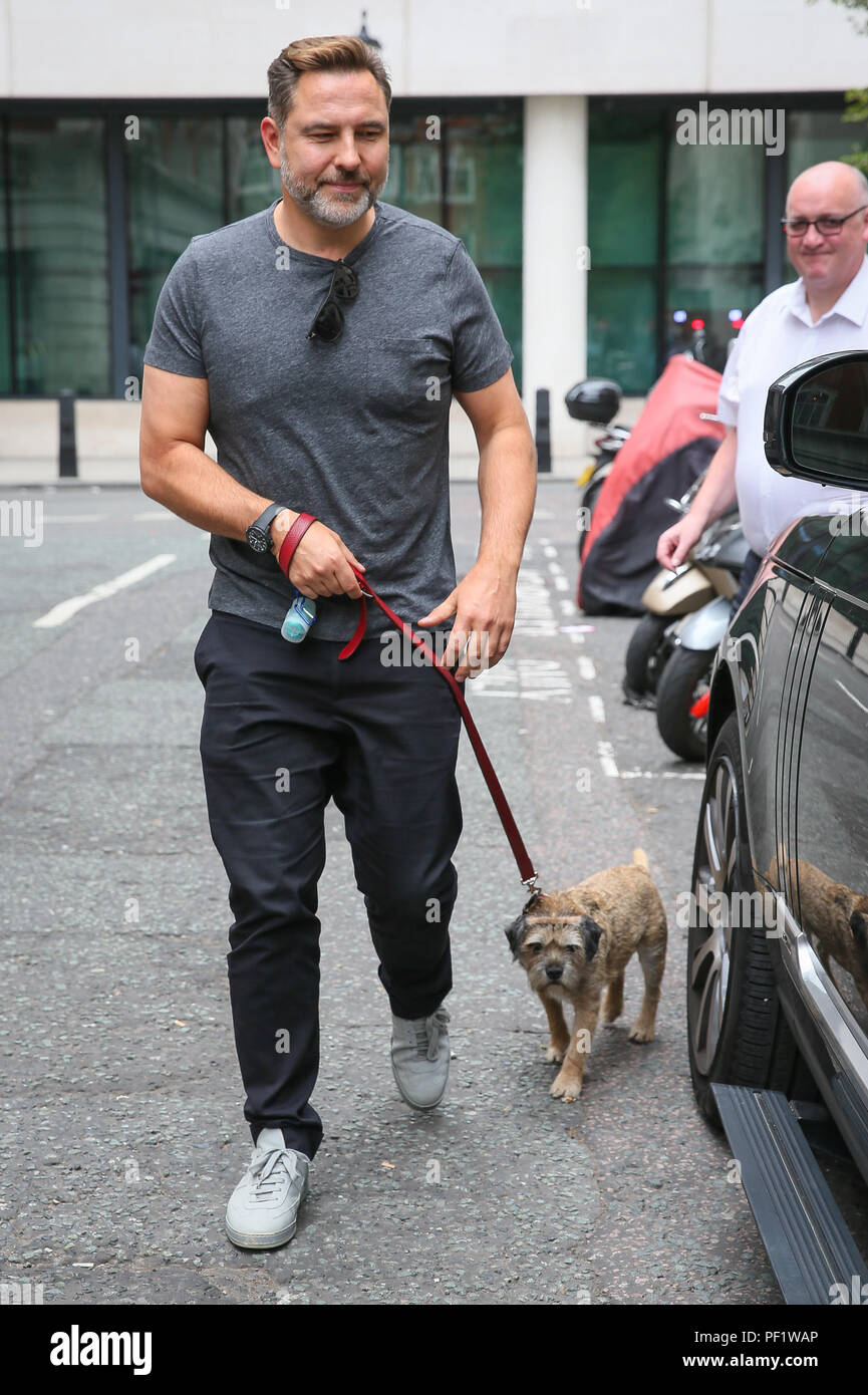 David Walliams seen leaving BBC Radio Two Studio with his dog Bert ...